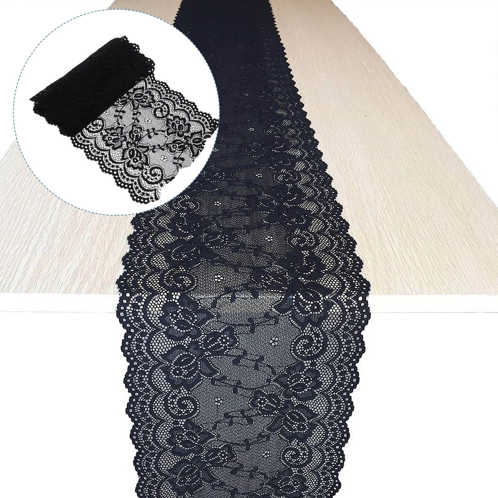 HOOWIFFY 1 Roll Vintage Lace Fabric Black Nylon DIY Material for Craft ...