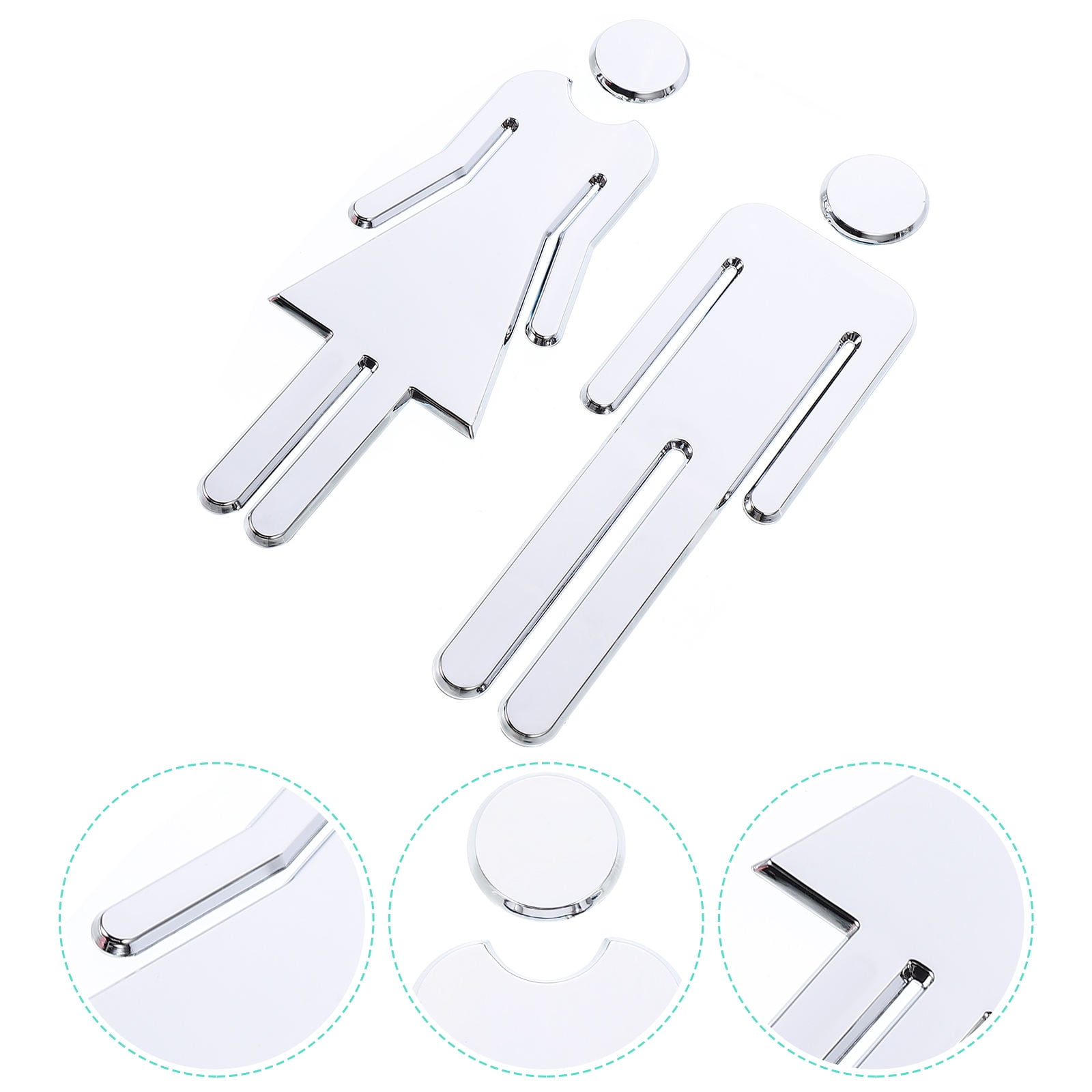 HOOWIFFY 1 Set Toilet Signs Silver ABS Safety Indication Practical ...