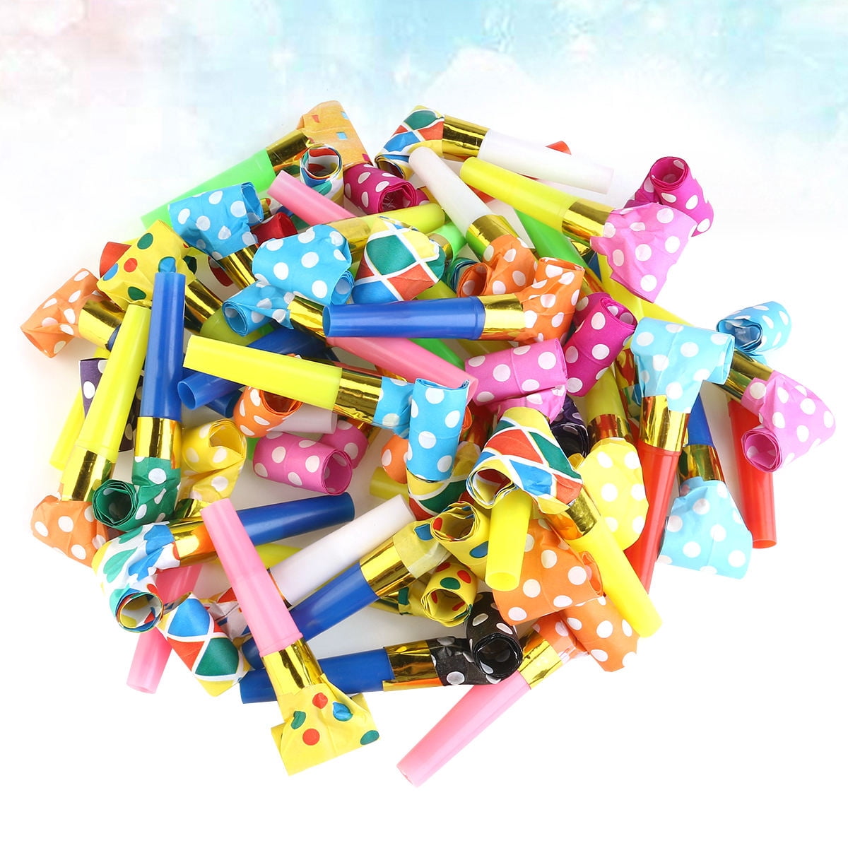 HOOWIFFY Blowout Horns Party Props Plastic 100Pcs Assorted Color ...