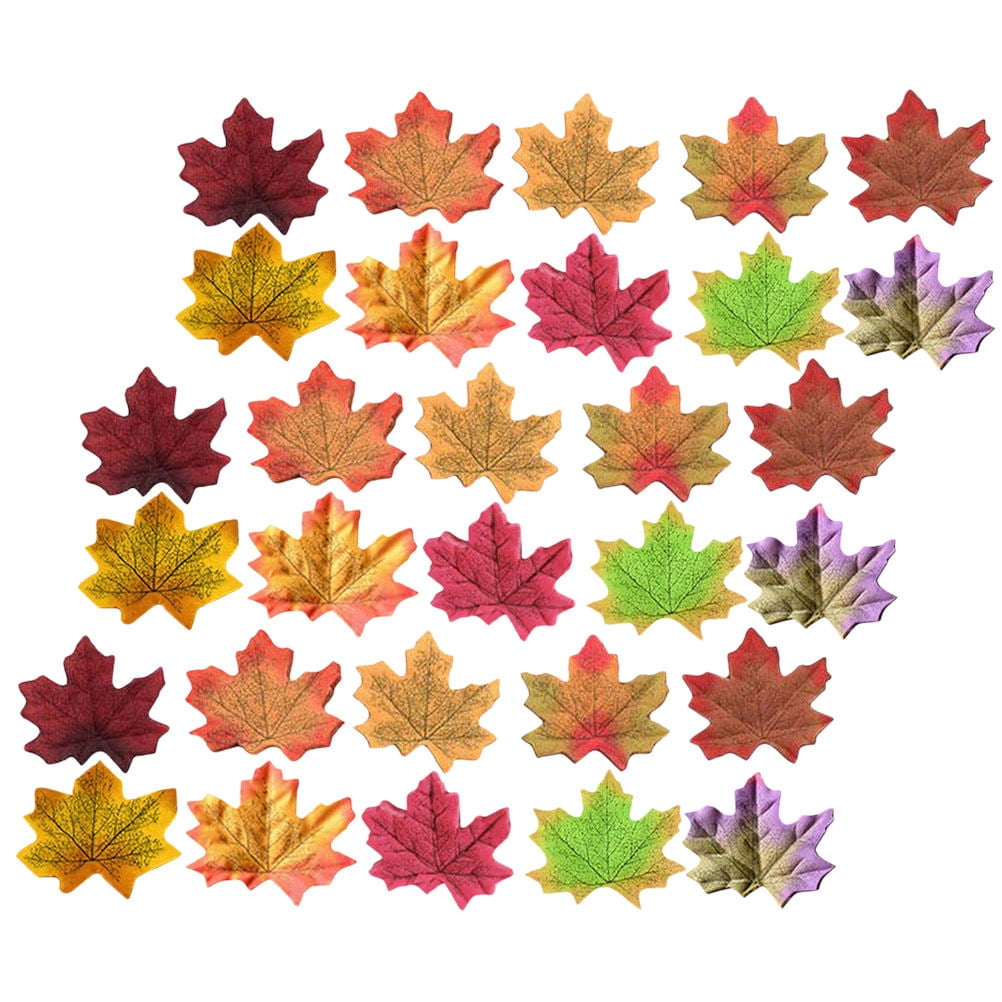 HOOWIFFY 100Pcs Maple Leaf for Fall Assorted Color Leaf Shape DIY Garland Table Decoration ...