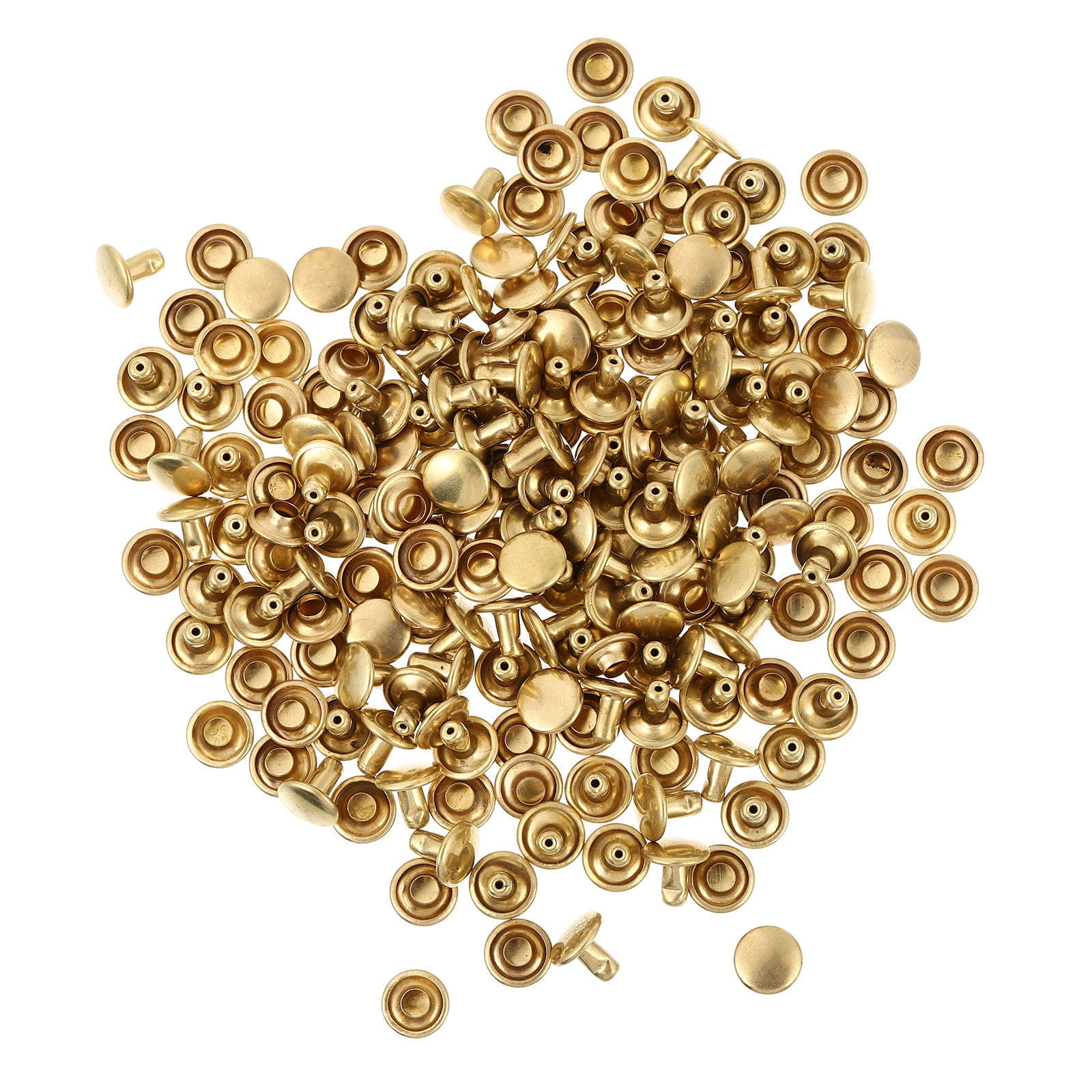 HOOWIFFY 100pcs Golden Copper Double Sided Rivet Buckle for DIY Craft ...