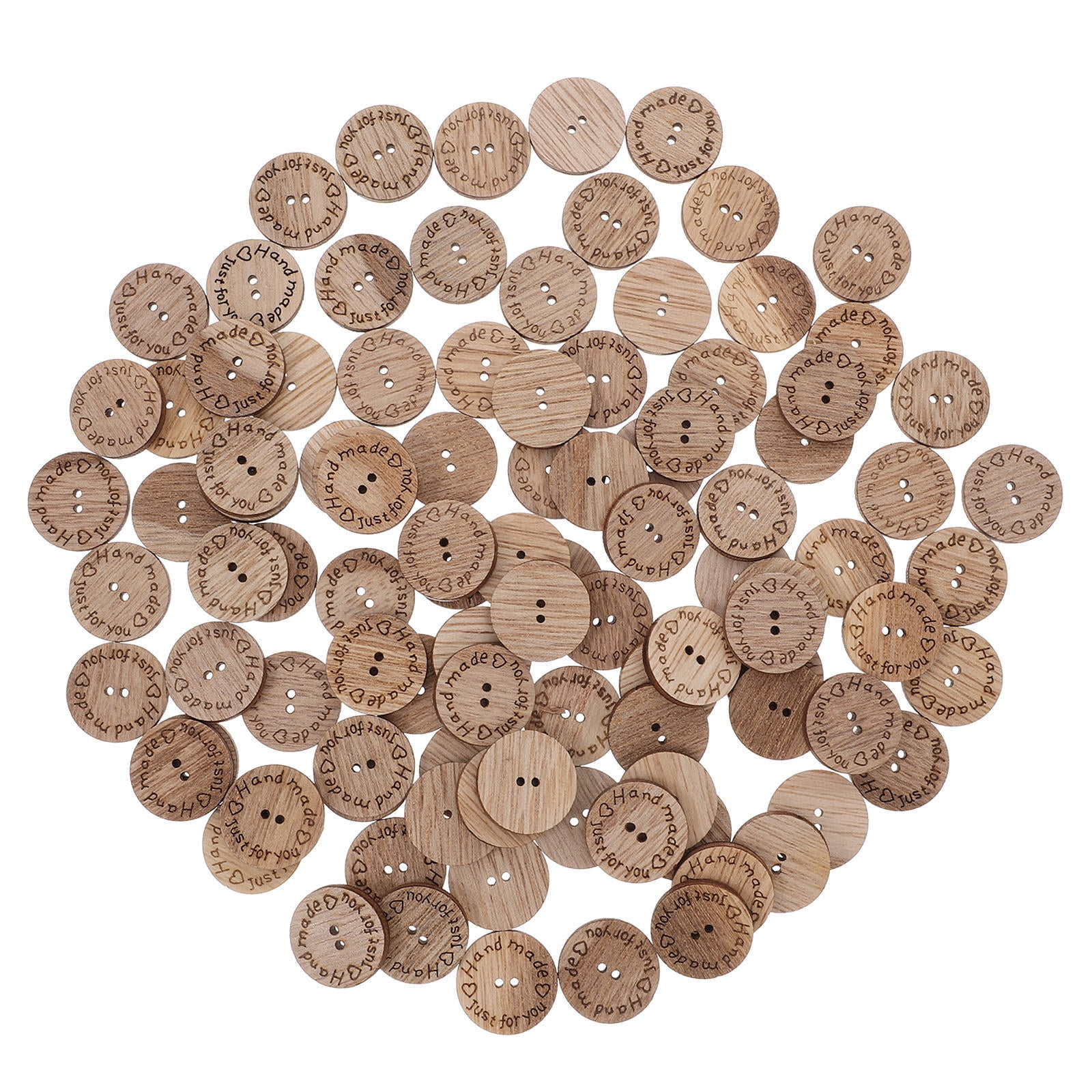 HOOWIFFY 100Pcs Ornamental Buttons for Crochet Light Yellow Round Wood ...