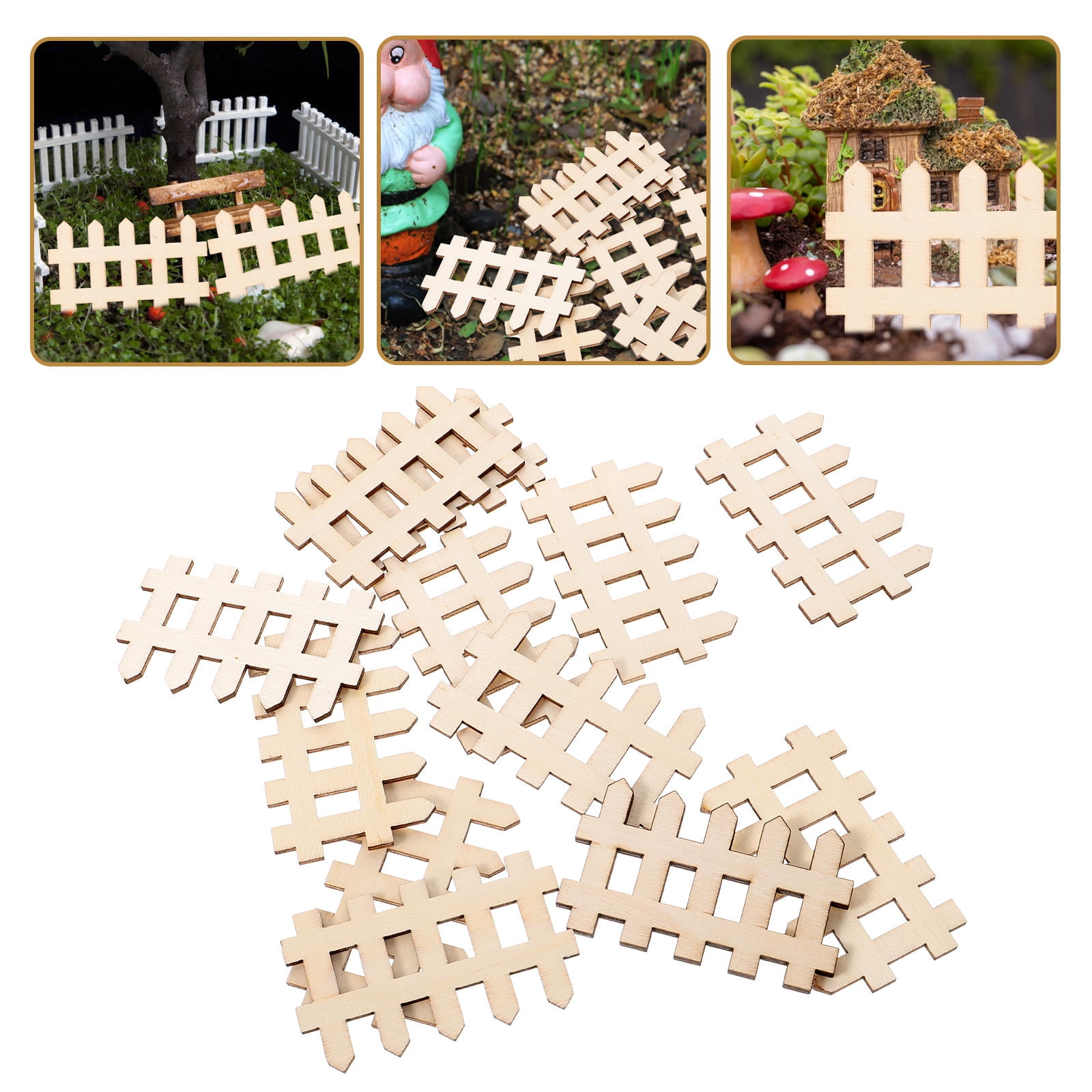 HOOWIFFY Picket Fence Wooden Material Miniature Garden Accessories ...