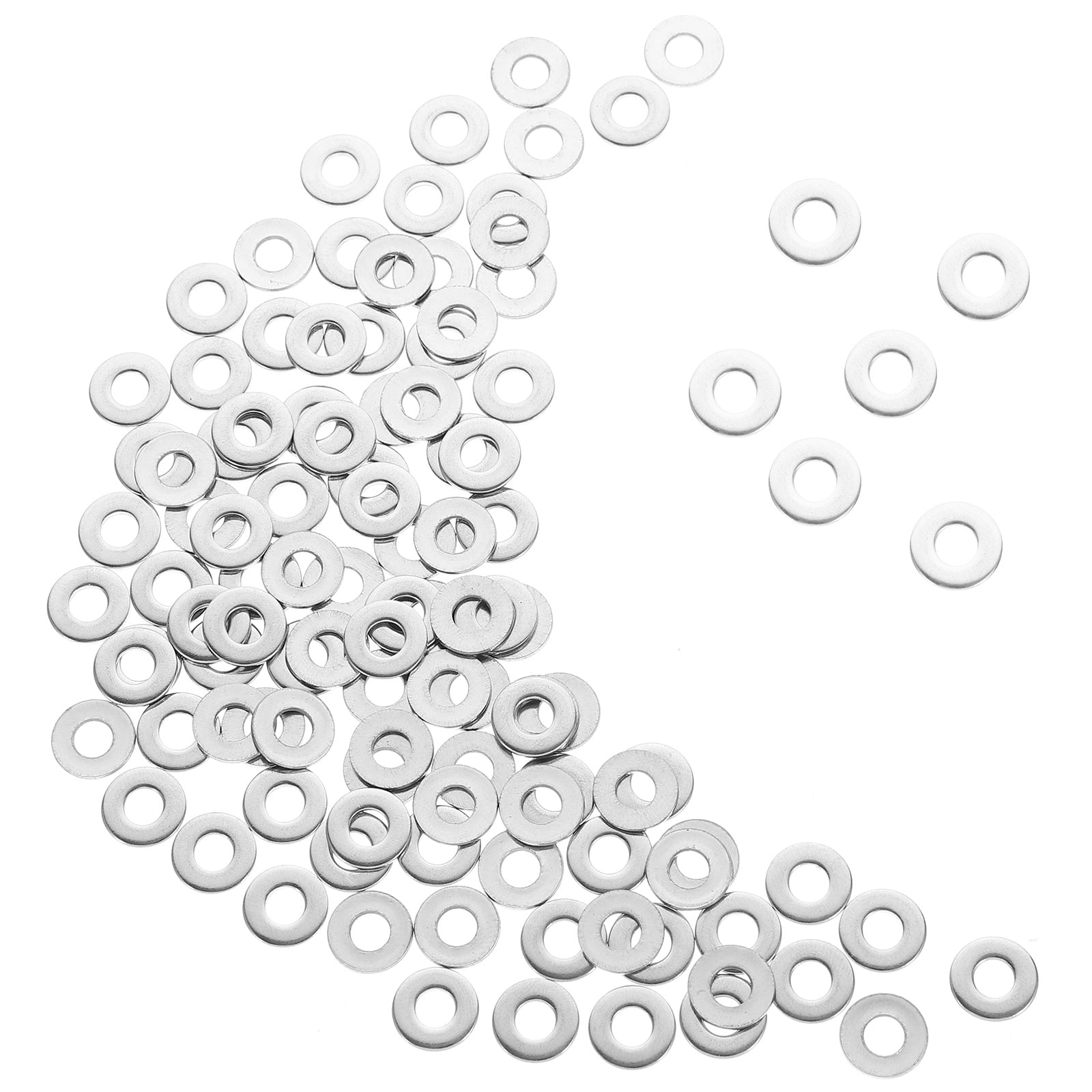 HOOWIFFY 100Pcs Silver Stainless Steel Flat Washers for Secure ...