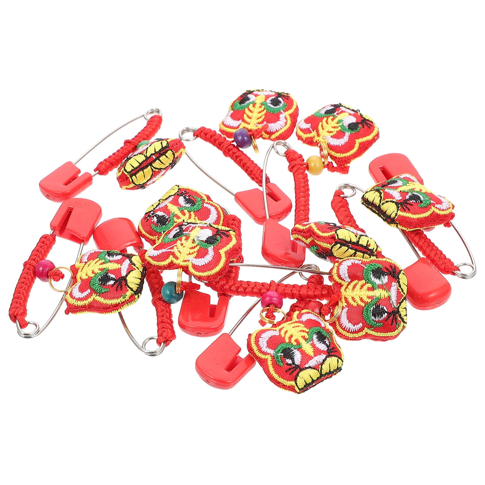 HOOWIFFY 10pcs Safety Pins Clothes Pin Creative Embroidered Bag Charm ...