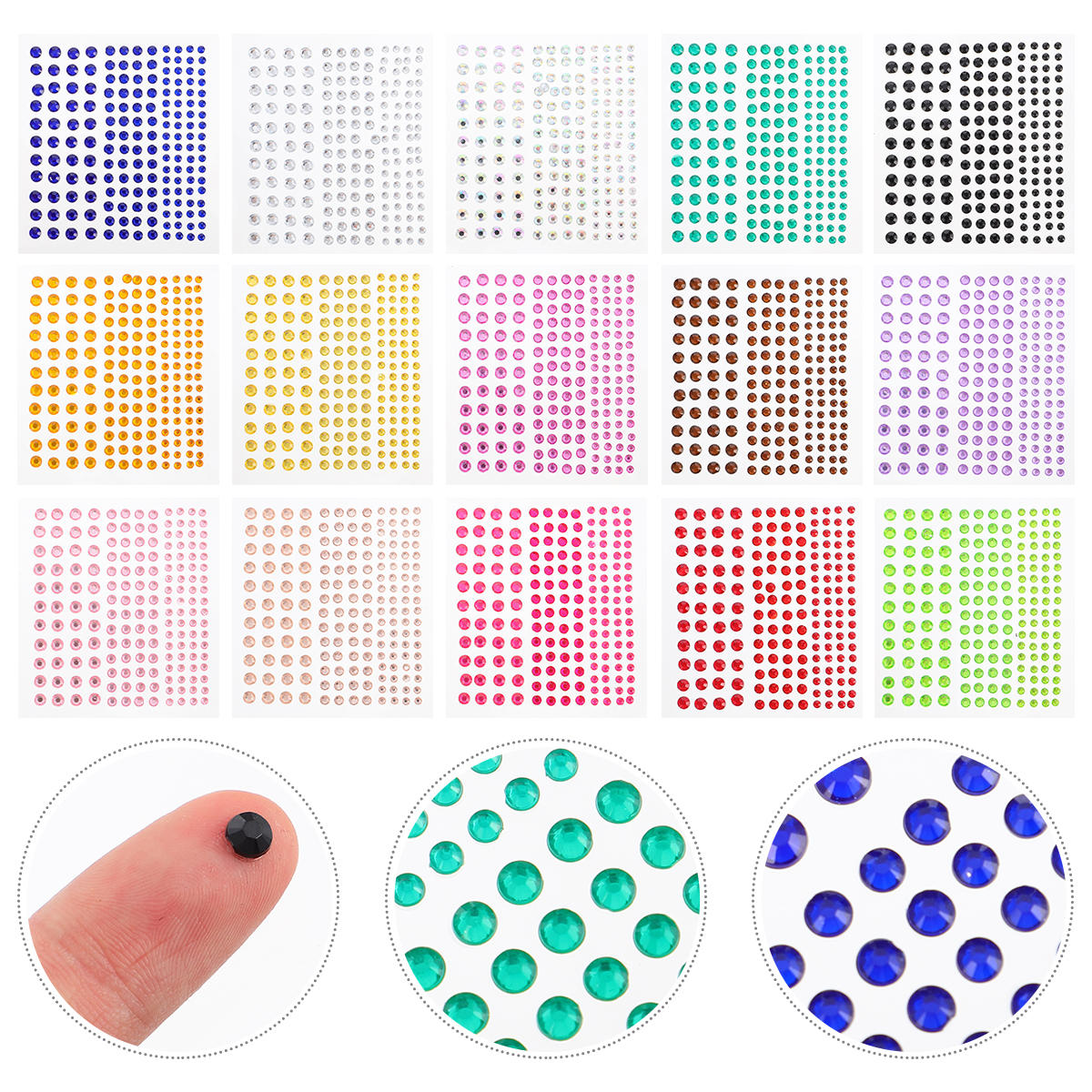HOOWIFFY Self Adhesive Face Gems Stickers Acrylic Diamond Assorted ...