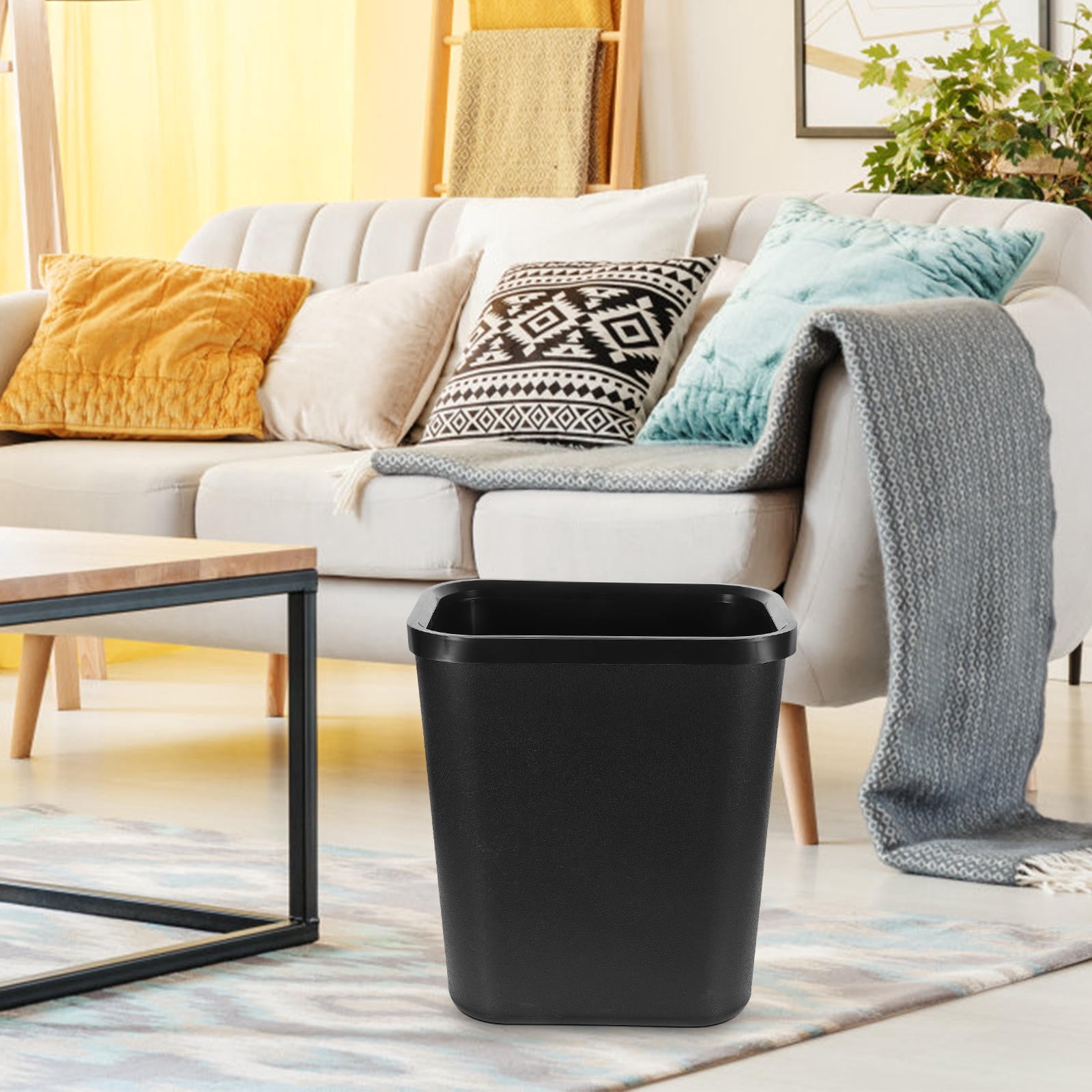 HOOWIFFY 1Pack Black Garbage Can for Office Use Fire-resistant 15L ...