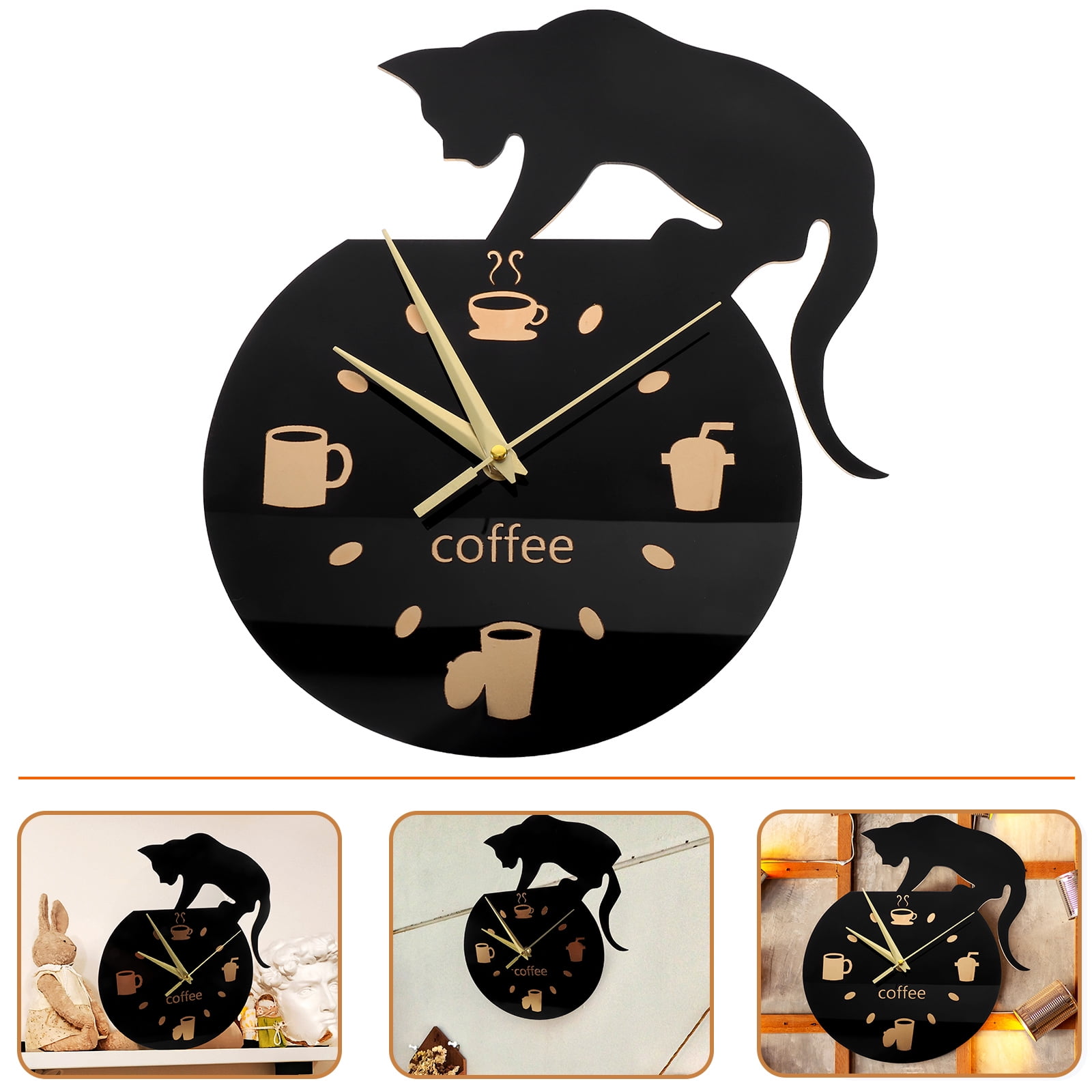 HOOWIFFY 1Pack Cute Cartoon Wall Clock Wooden Silent For Kids Bedrooms ...