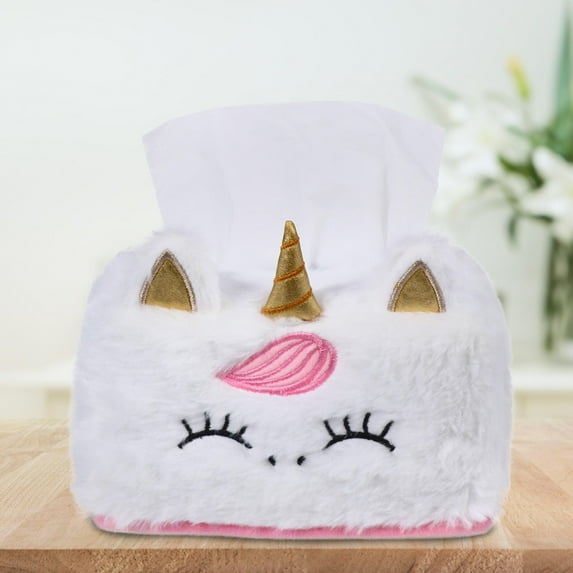 HOOWIFFY 1Pack Decorative Tissue Box Plush Tissue Storage Holder For ...