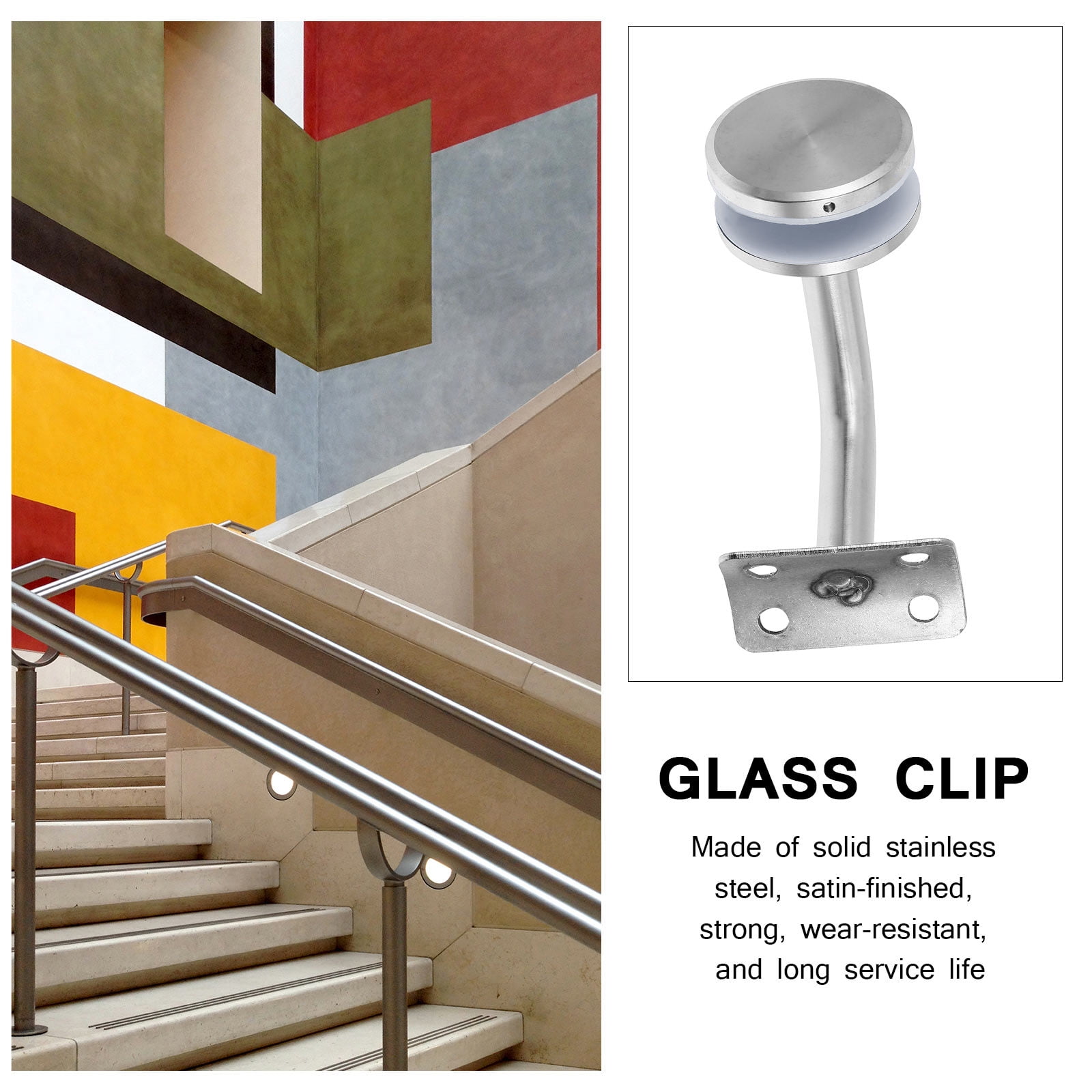 HOOWIFFY 1Pack Silver Rectangular Glass Clamp for Glass Fixing and ...
