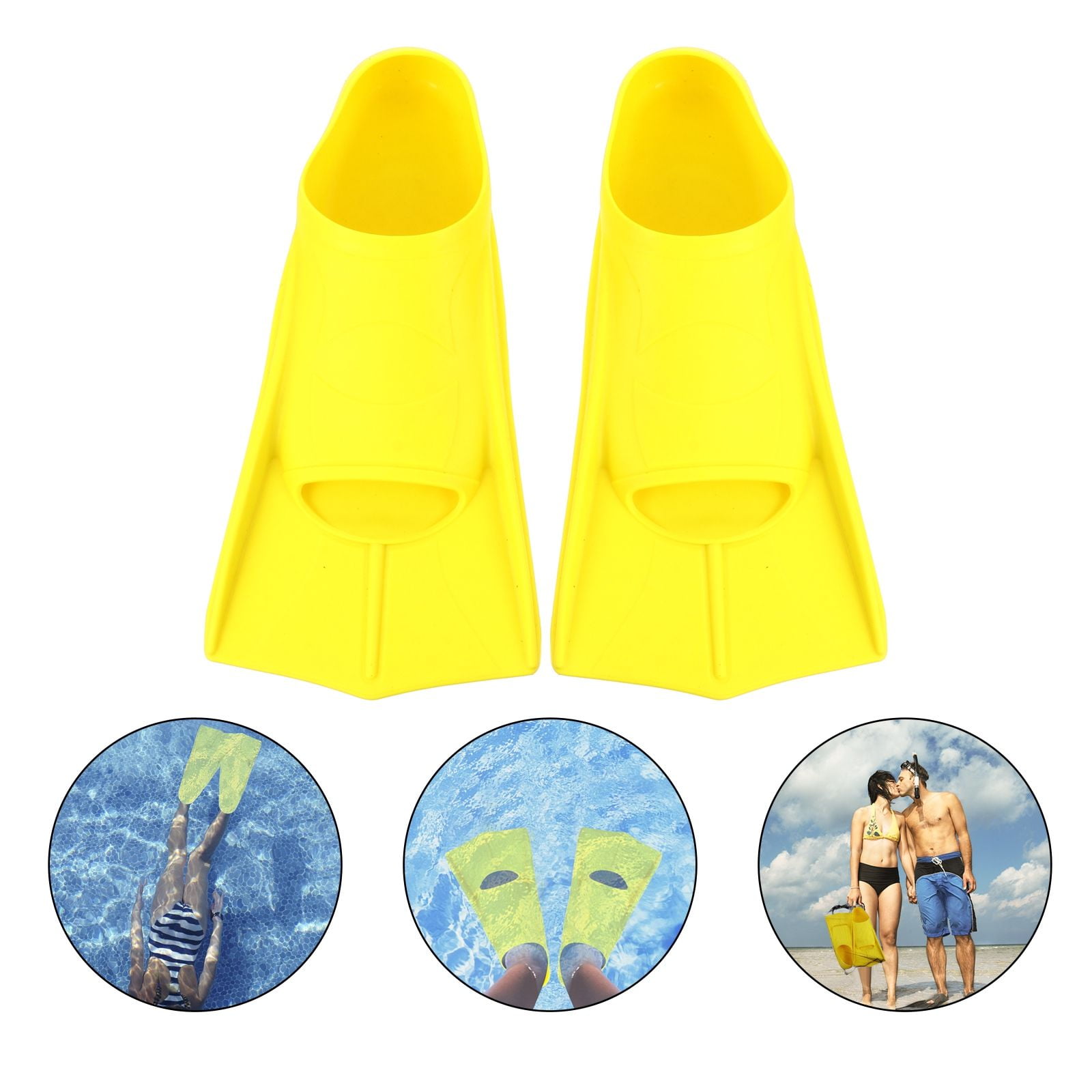 HOOWIFFY 1Pair Swimming Flippers Yellow Silicone Foldable Swim Training ...
