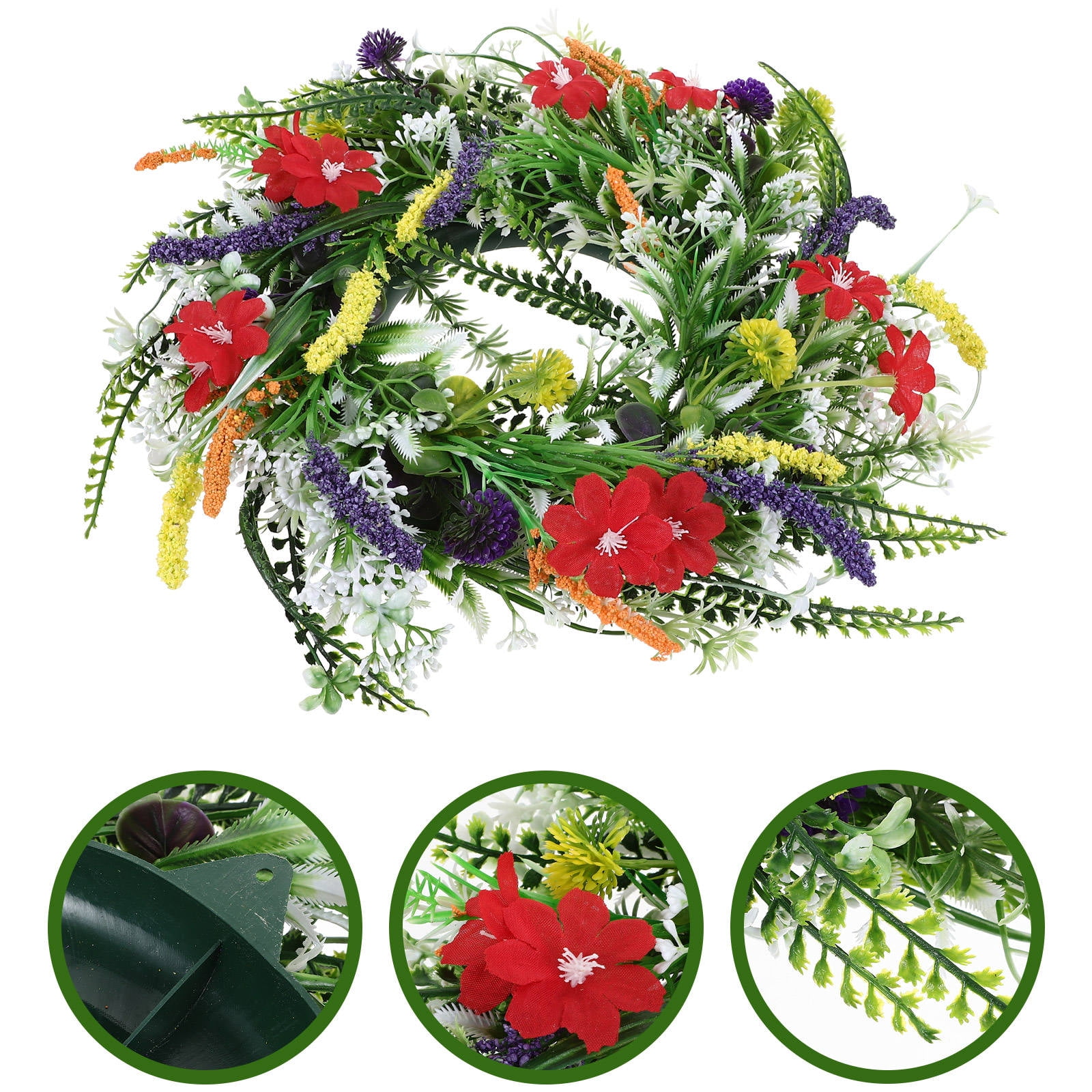 HOOWIFFY Spring Summer Door Wreath Multi ABS Plastic Outdoor Decoration ...