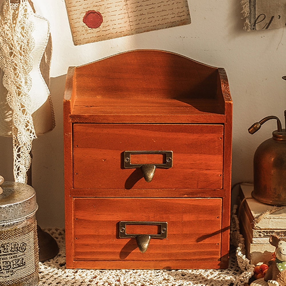 HOOWIFFY Desk Storage Organizer Pull Out Storage Box Aged Finish 1Set 8 ...