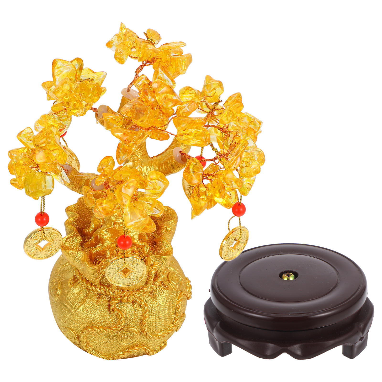 HOOWIFFY Feng Shui Crystal Money Tree Ornaments Multi Crystal 1Set ...