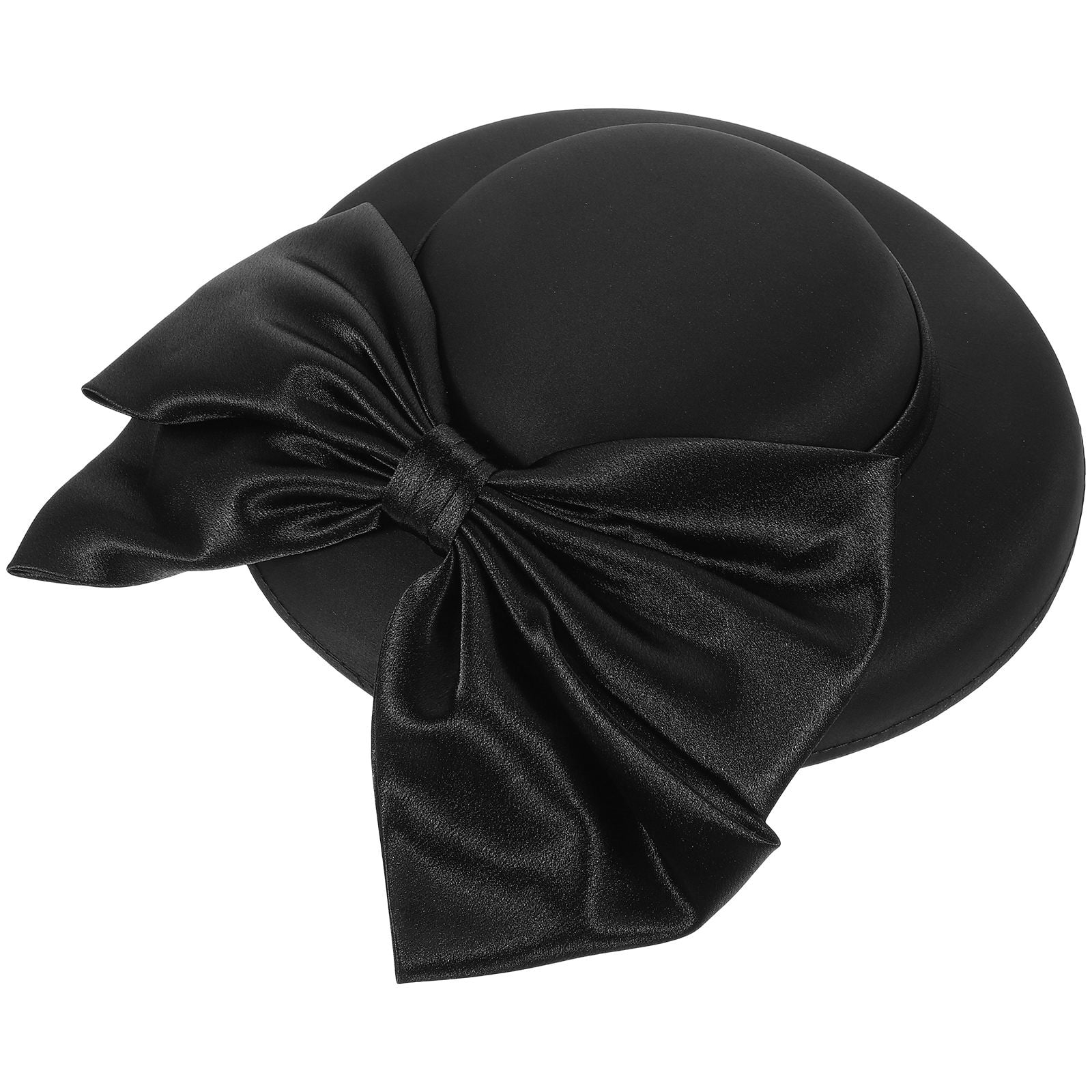 HOOWIFFY 1Set Bowler Hat Black Satin French Banquet Round Brimmed for ...
