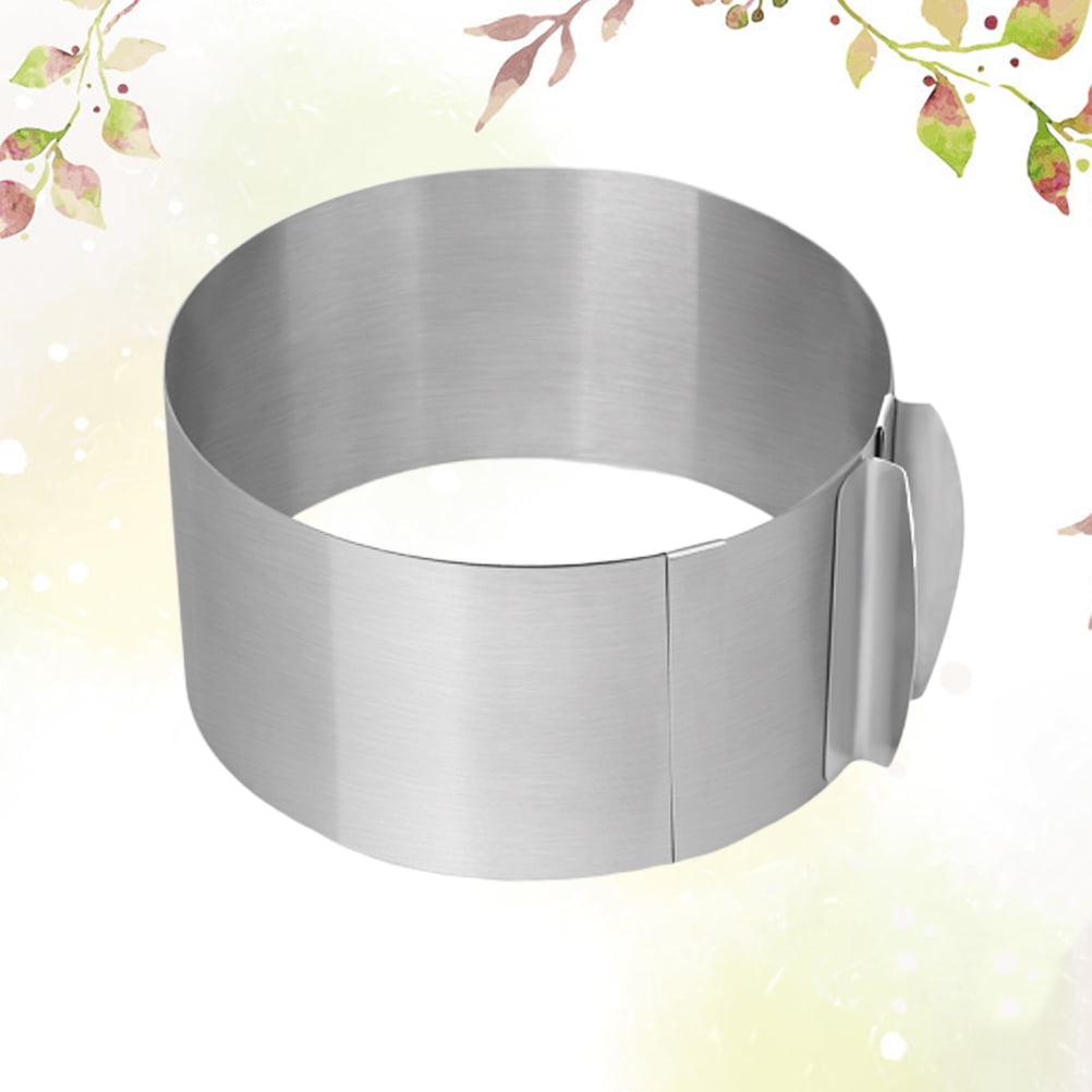 HOOWIFFY 1Set Round Mousse Cutter Adjustable Nonstick Easy to Demould Baking Tool Silver 16-30cm ...