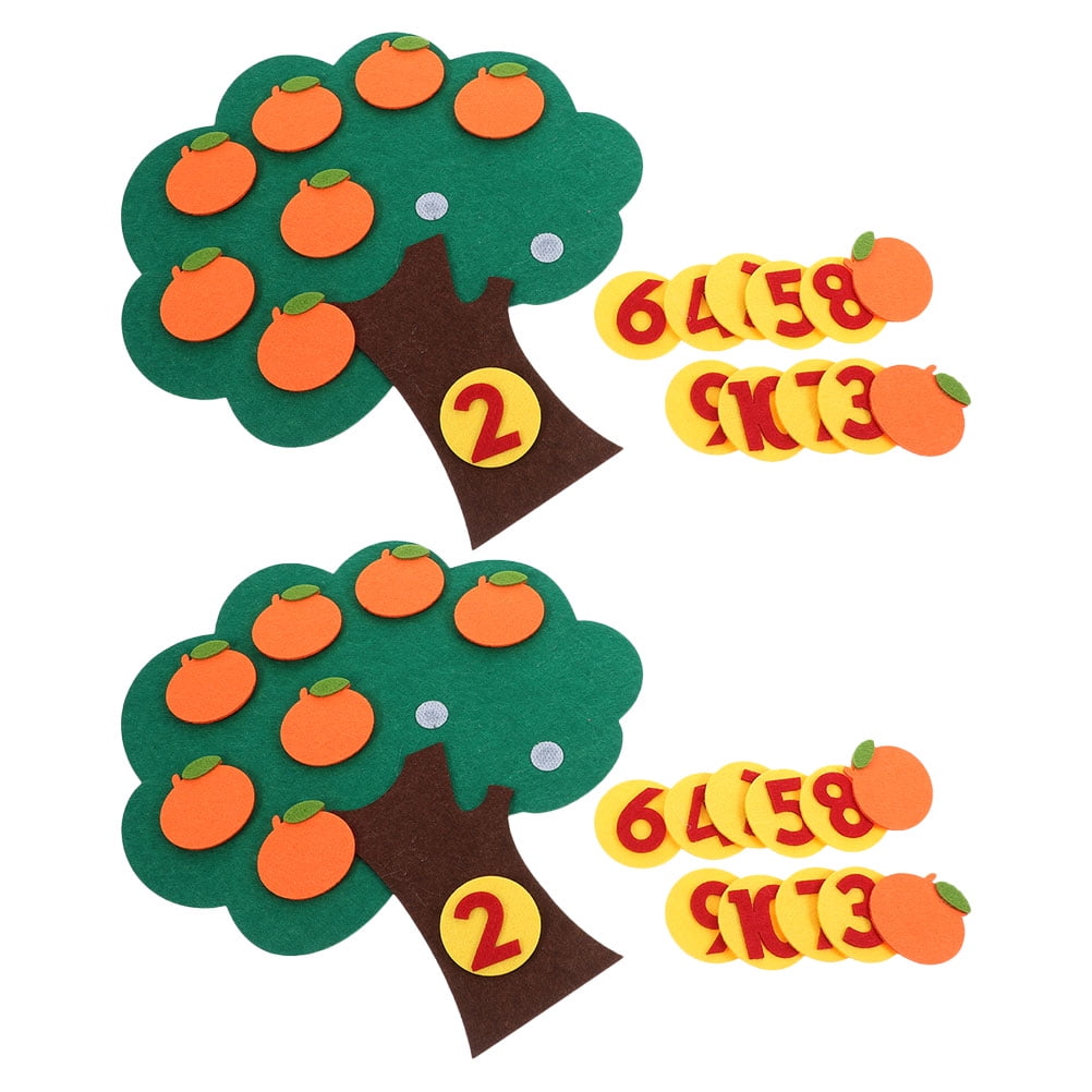HOOWIFFY 2 Sets Early Education Toy Felt Orange Tree Toy Counting Aid ...