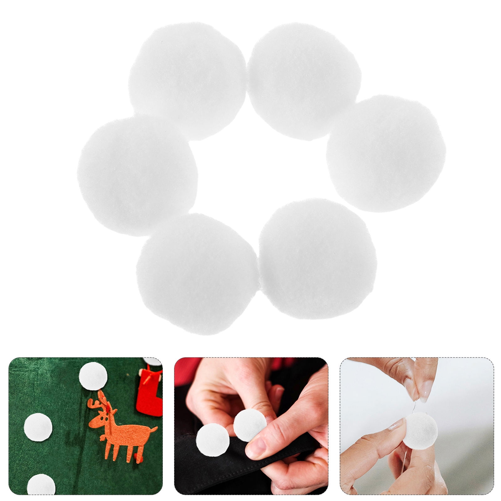 HOOWIFFY 200Pcs White Polyester Puff Balls for Clothing DIY Creative ...