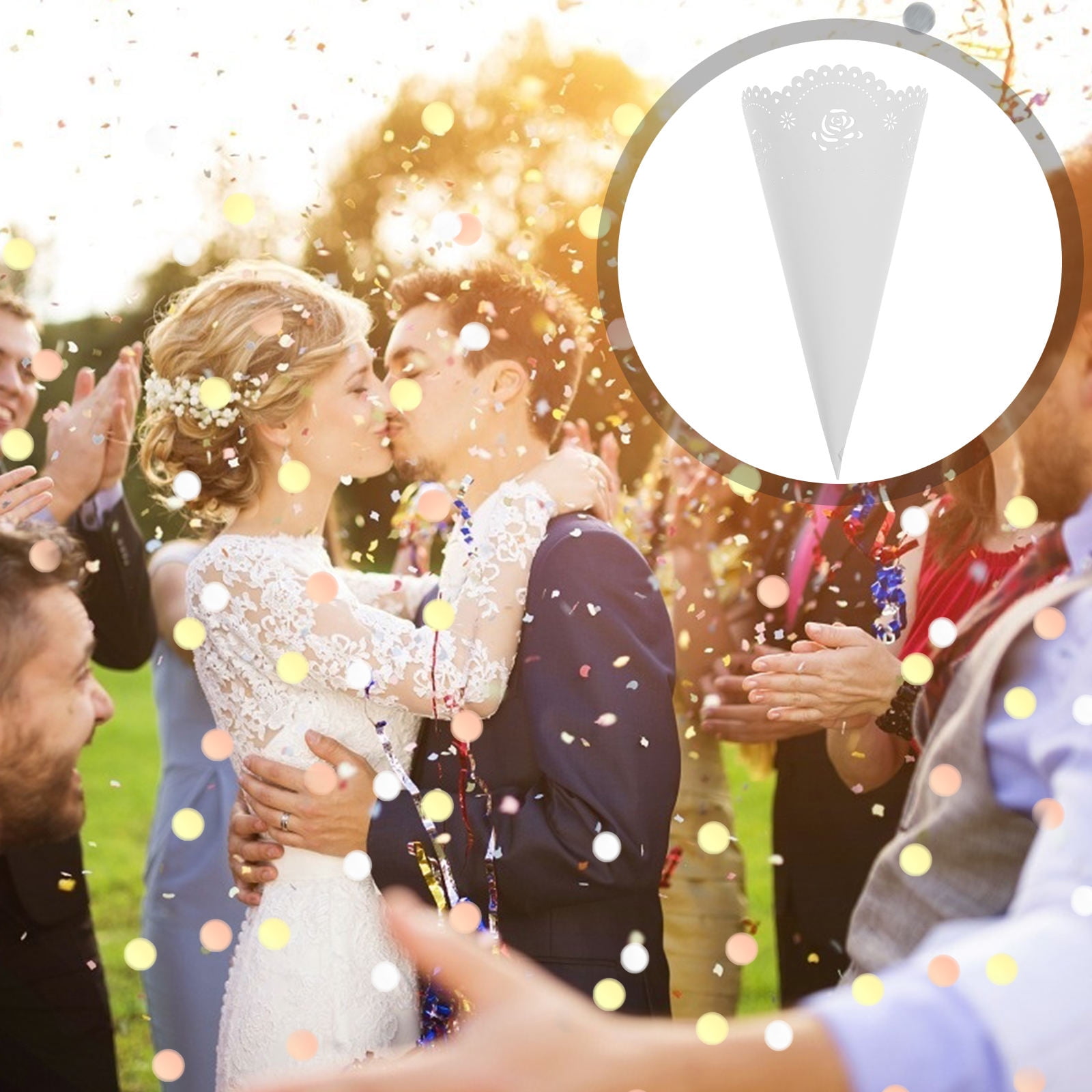 HOOWIFFY 20Pcs White Hollow Paper Cones Strong Confetti Holders for ...