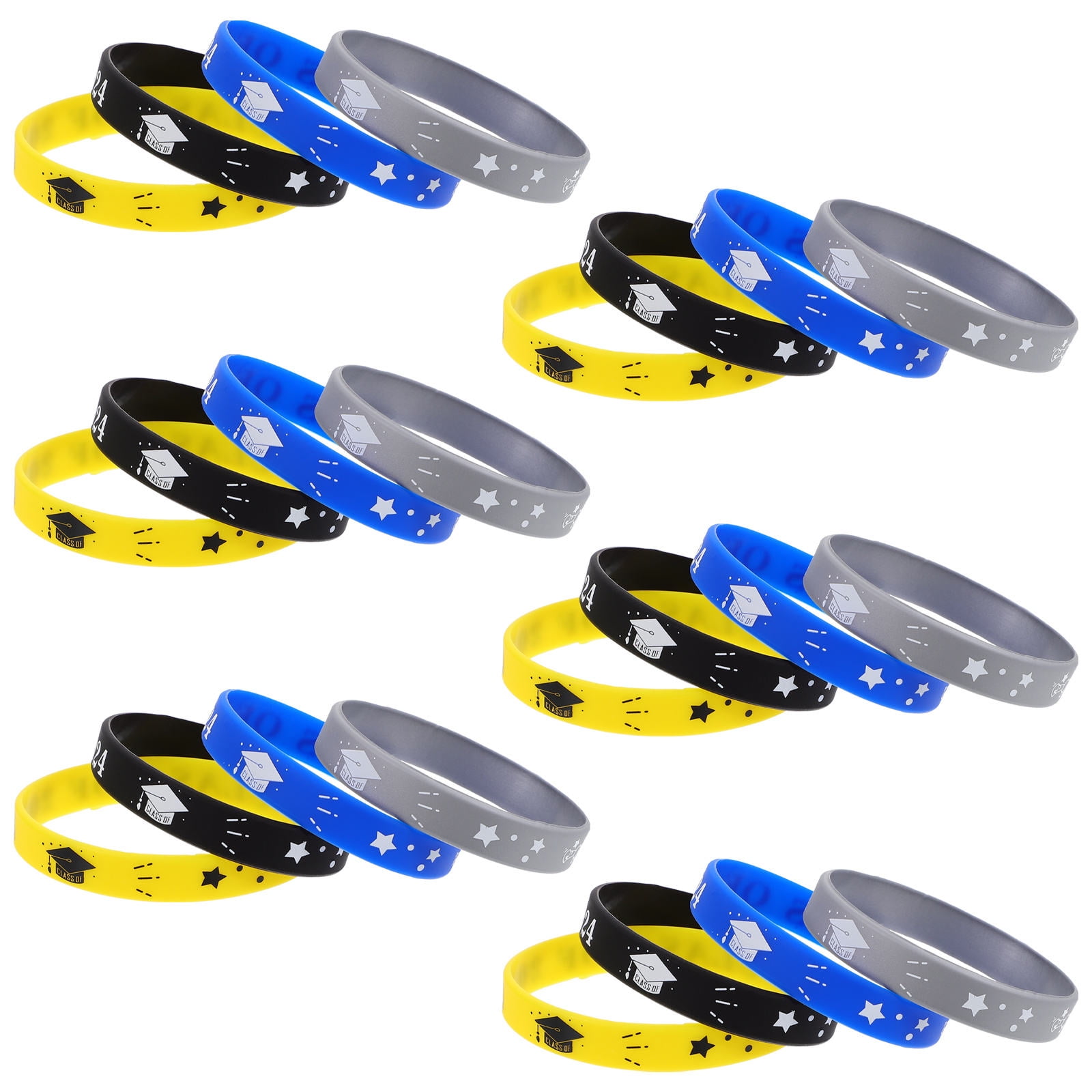 HOOWIFFY 24Pcs Congrats Grad Silicone Bracelets for Graduation Season ...