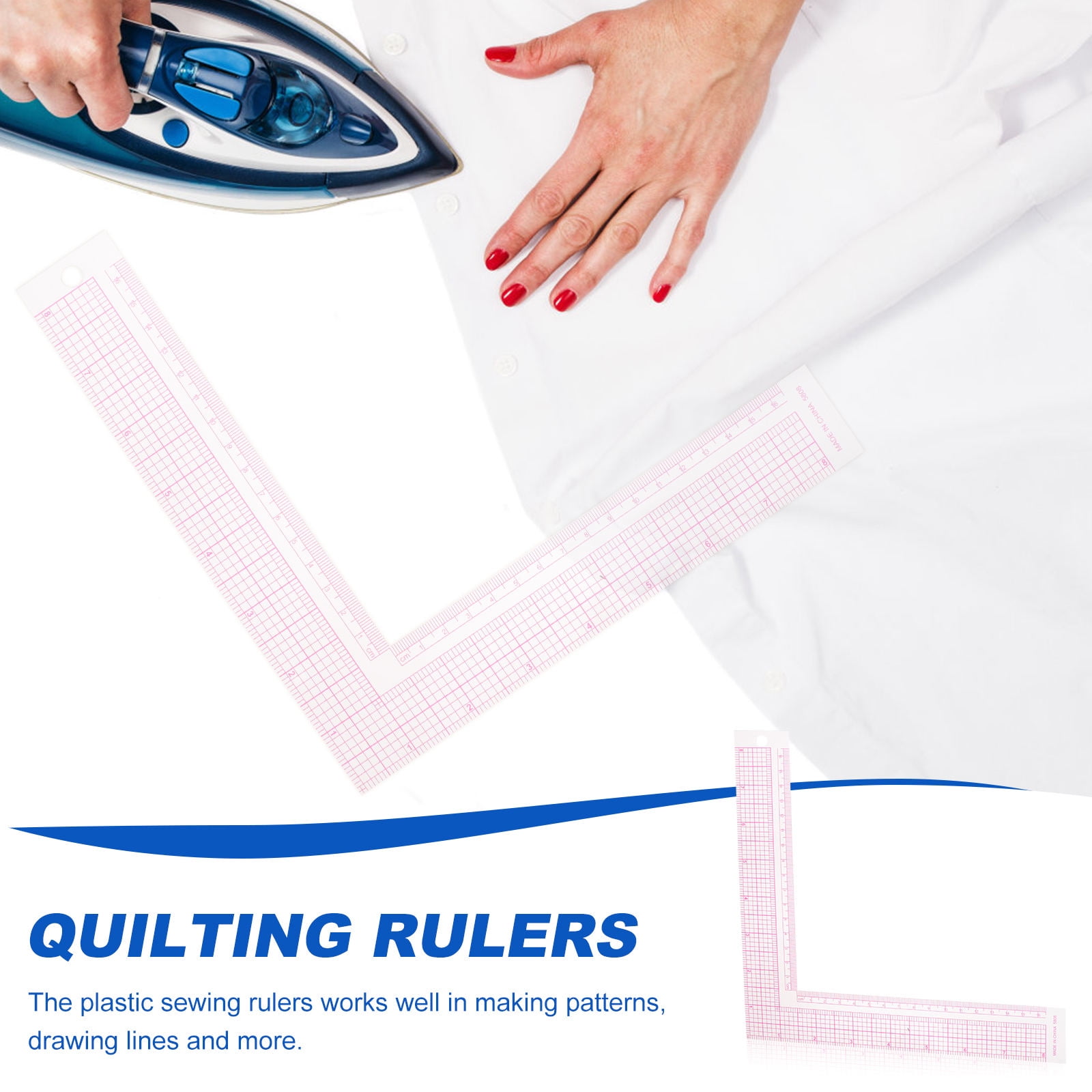 HOOWIFFY 2Pcs Tailor Design Pink Plastic Sewing Ruler for Measuring and ...