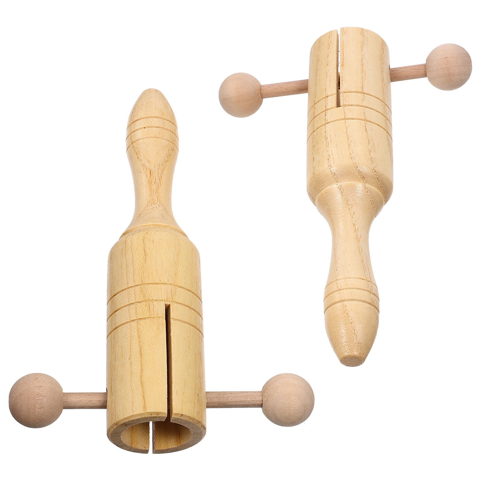 HOOWIFFY Khaki Kids Musical Bells 2Pcs Beech Wood Percussion Instrument ...