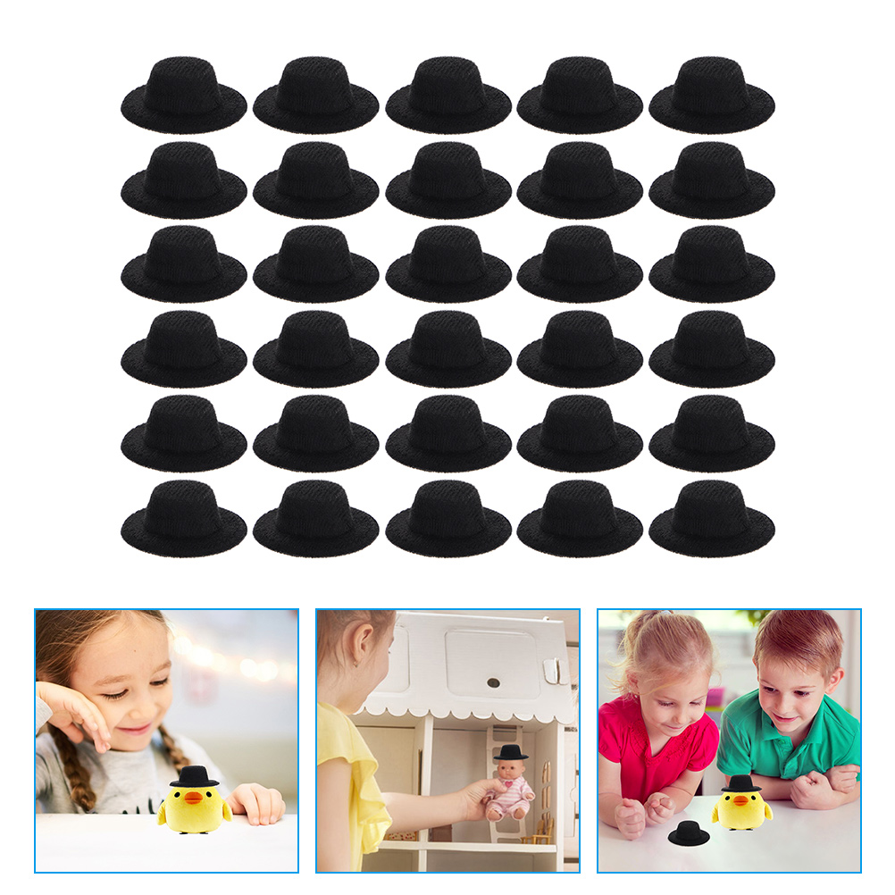 HOOWIFFY 30Pcs Lovely Tiny Hats Doll Accessory Black Cloth Miniature ...