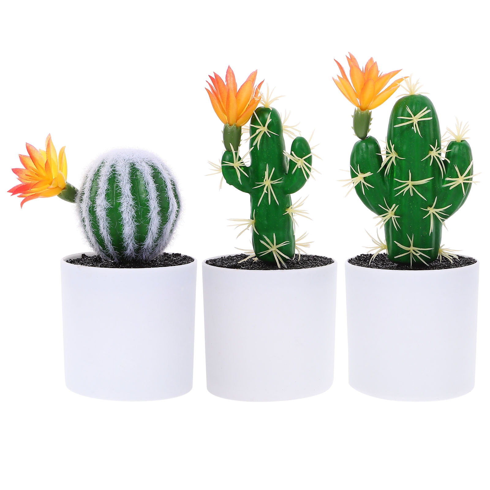HOOWIFFY 3Pcs Mini Cactus Figurine Assorted Color Plastic for Bathroom ...