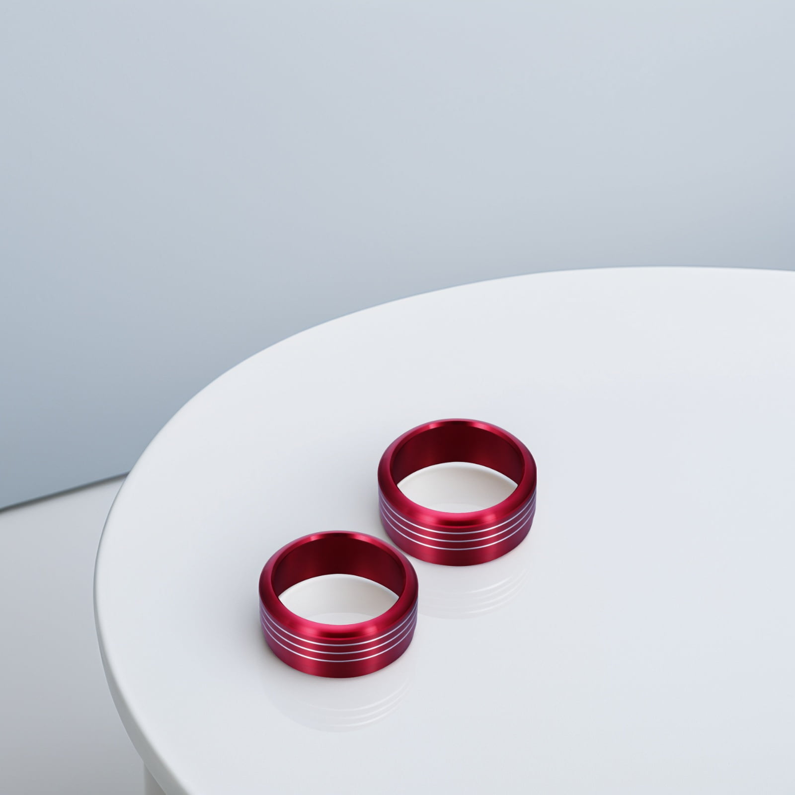 HOOWIFFY 3Pcs Slim Fit Ribbed Design Ring Covers Red for Car Air ...