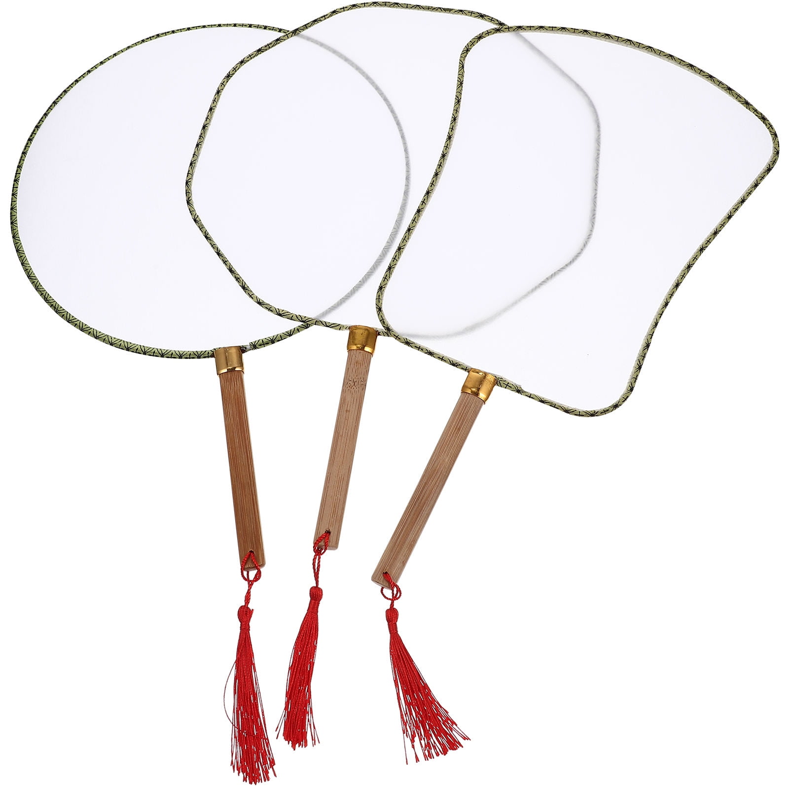 HOOWIFFY 3Set DIY Blank Fan Assorted Color Wood Round Traditional ...