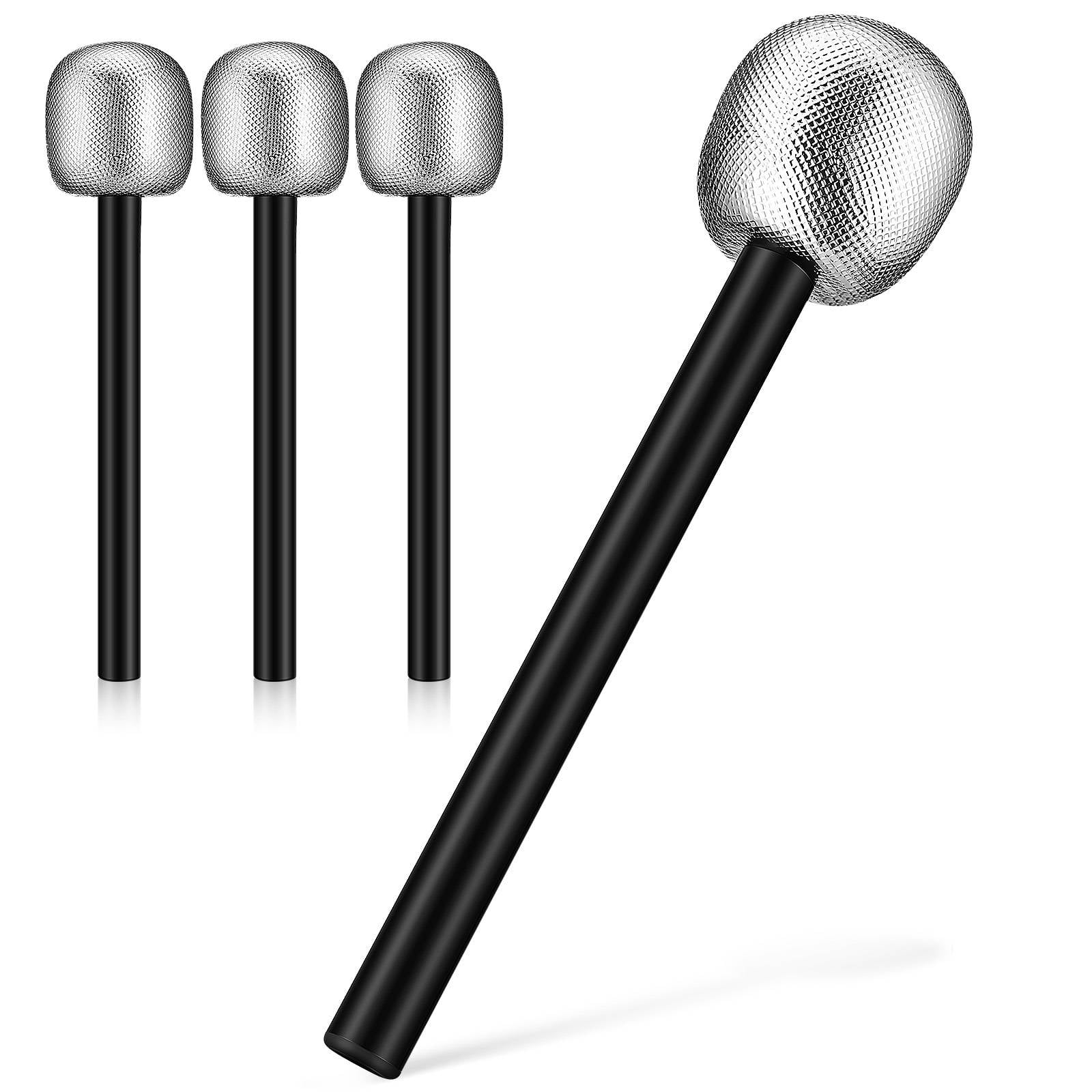 HOOWIFFY 4Pcs Cylindrical Silver Microphone Prop for Singing Practice ...