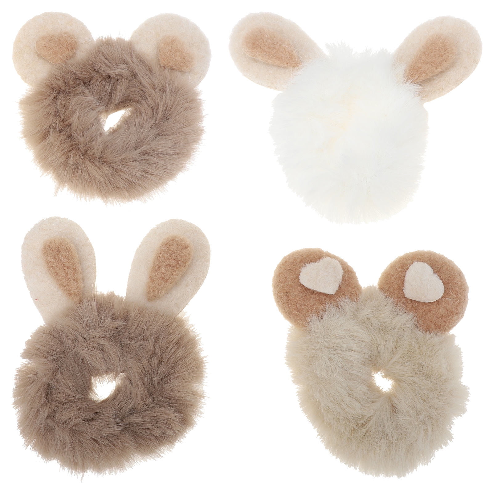 HOOWIFFY 4Pcs Girls Hair Scrunchies with Rabbit Ear Design Keeps ...