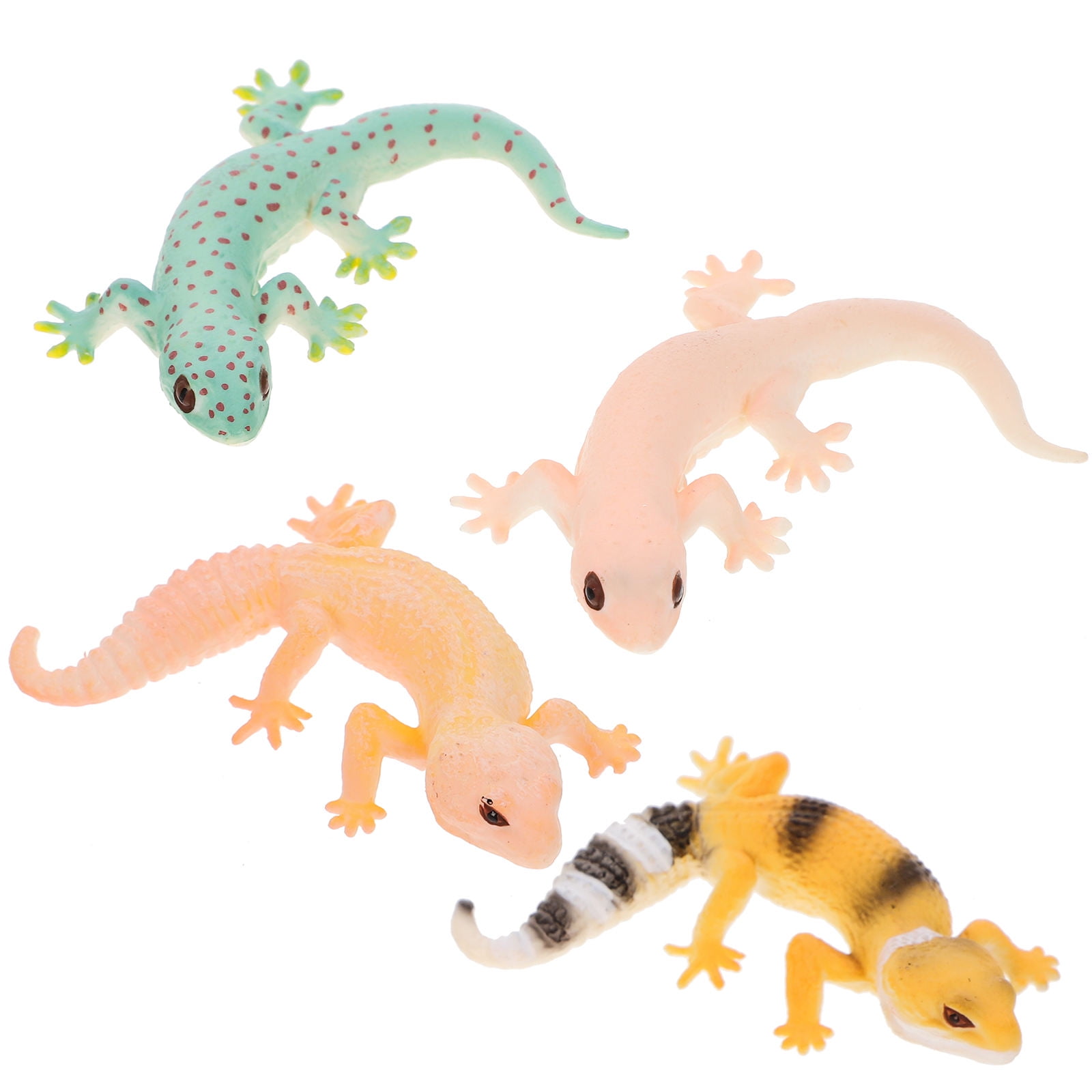 HOOWIFFY Realistic Lizard Figurine Assorted Color Durable Plastic 4Pcs ...