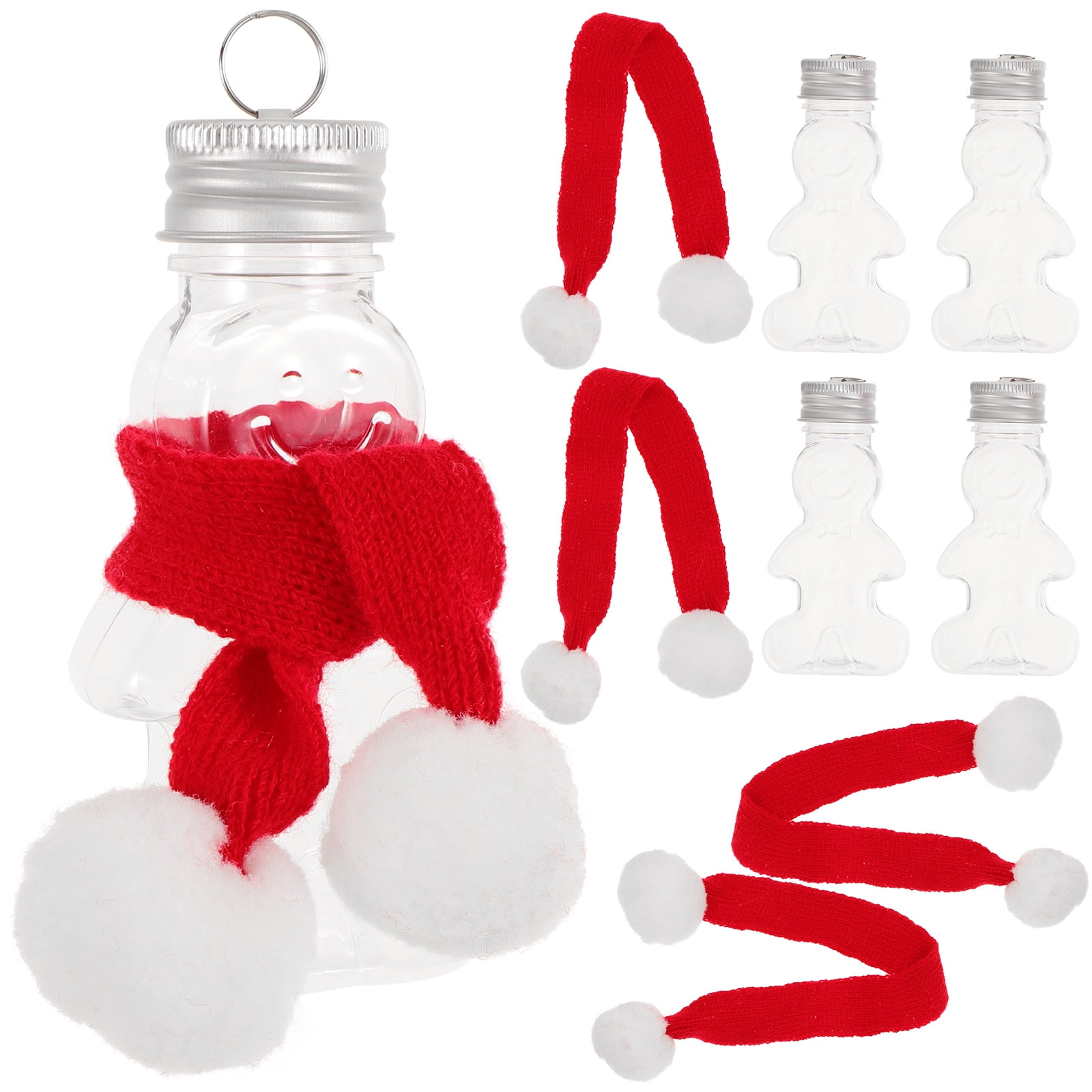 HOOWIFFY Gingerbread Man Hanging Ornaments 5 Pieces Plastic Candy Jars ...