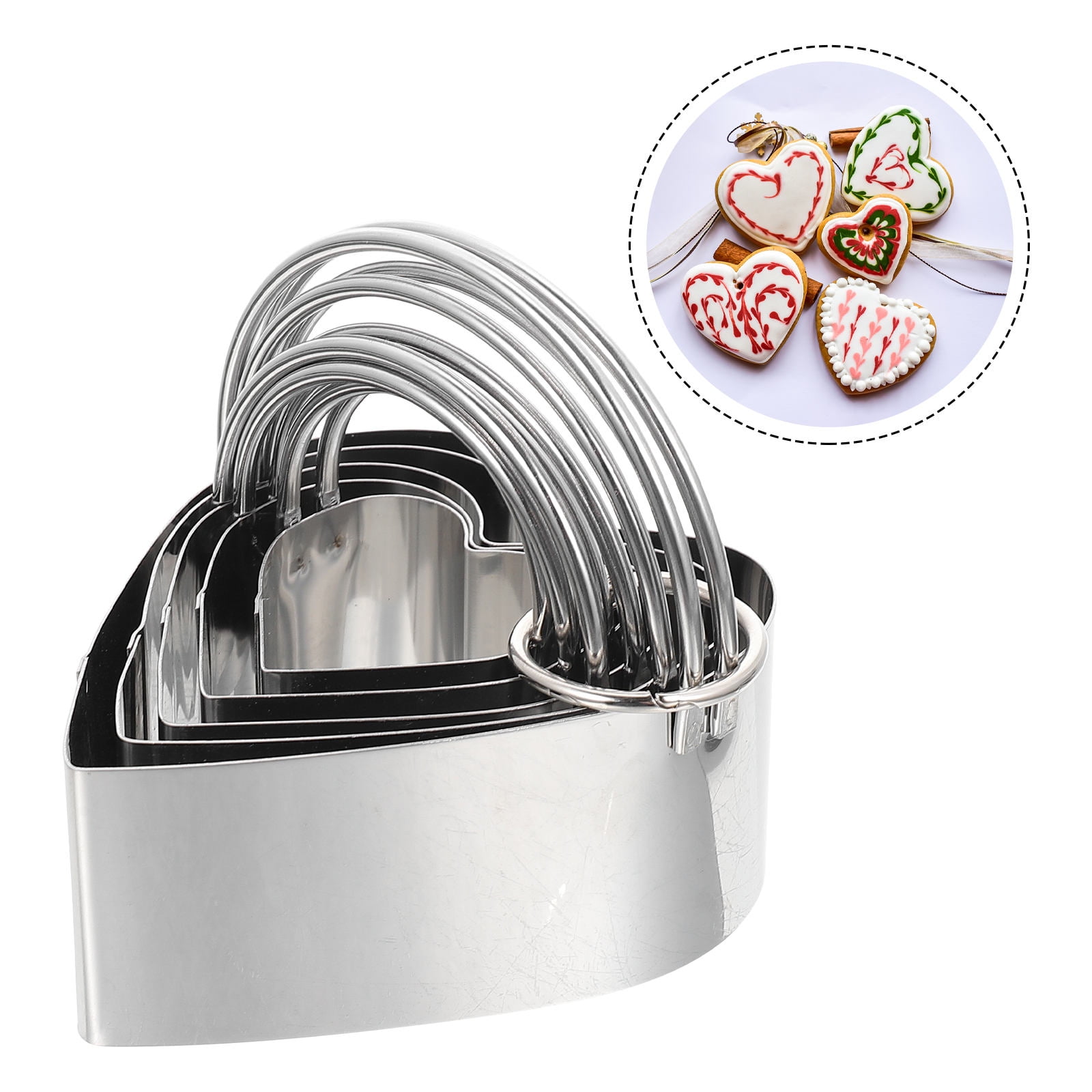 HOOWIFFY 5 Pieces of Baking Cake Molds in Silver for Creative DIY ...