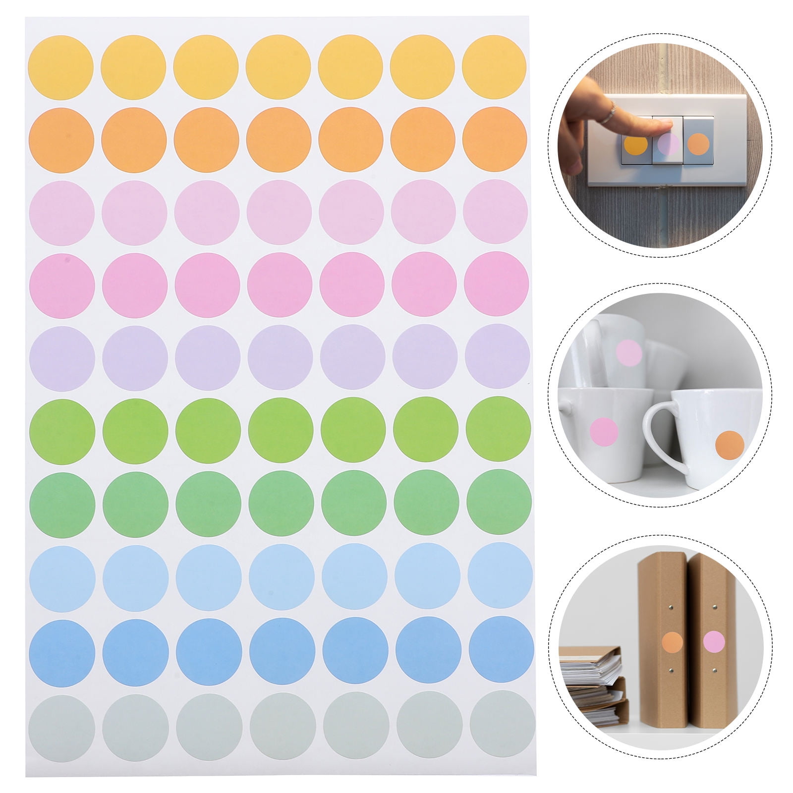 HOOWIFFY 50 Sheets Removable Adhesion Dot Stickers Sorting Labeling ...