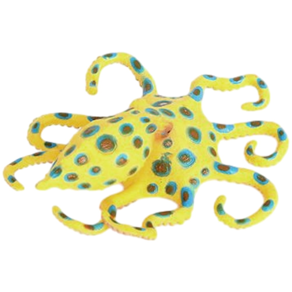 HOOWIFFY Marine Animal Models Plastic Octopus Figurine Yellow 1Pcs 4 ...