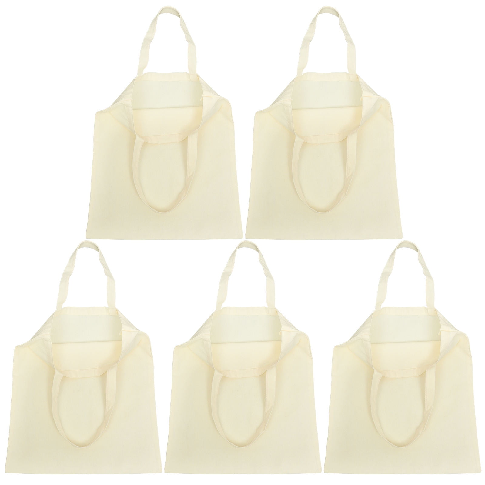 HOOWIFFY 5Pack Canvas Tote Bag Beige Rectangular Large Capacity Tote ...