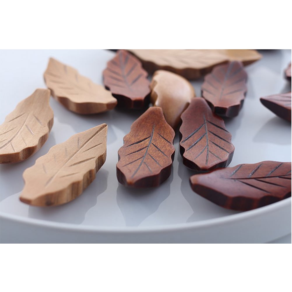 HOOWIFFY Creative Chopstick Rest Leaf Shape Wood Prevent Friends Dining ...