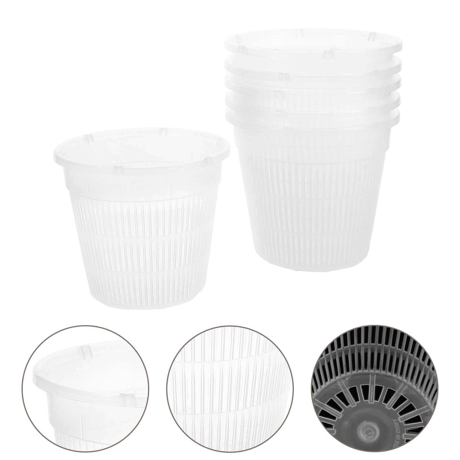 HOOWIFFY Clear Potting Containers For Plants Transparent Plastic Round ...