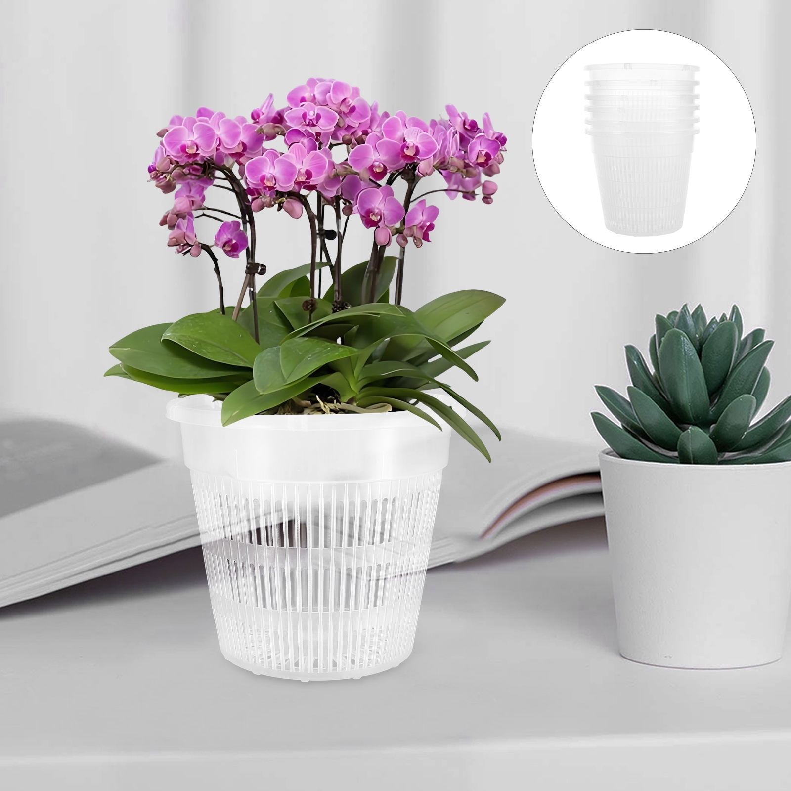 HOOWIFFY 6 Sets Plastic Planter Pots Root Monitoring Transparent Square ...