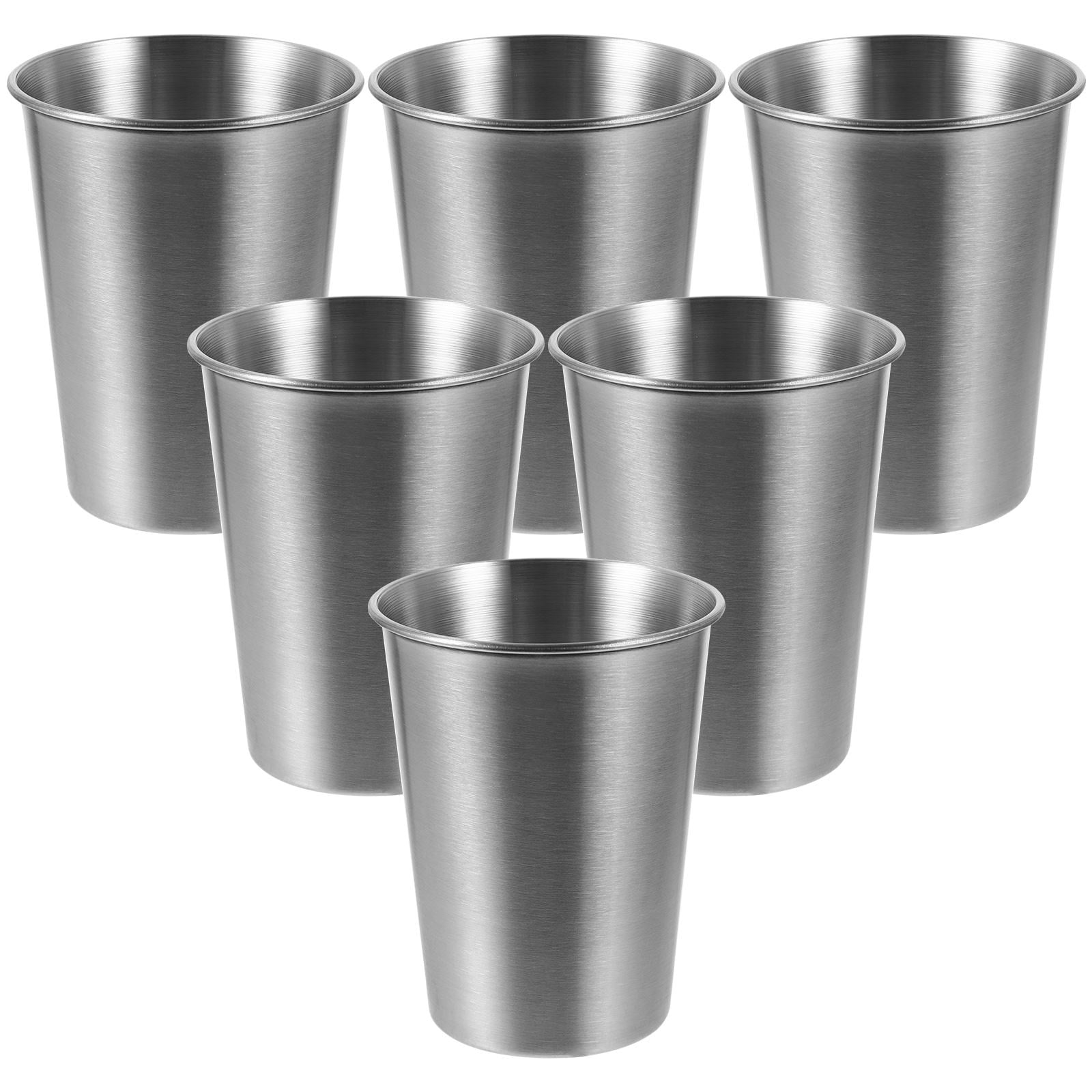 HOOWIFFY Stainless Steel Water Cup Silver 6Pcs 4.2In Tall - Walmart.com