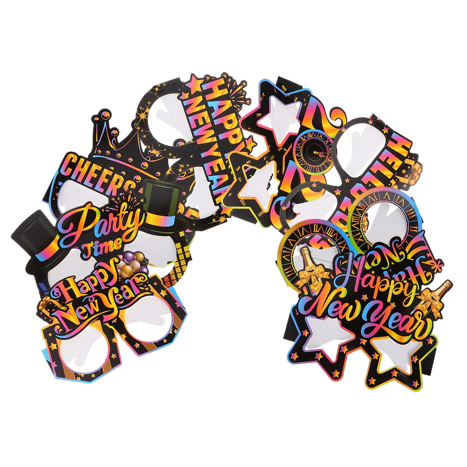 HOOWIFFY 8pcs New Year Photo Props Eyeglasses Assorted Colors Party ...