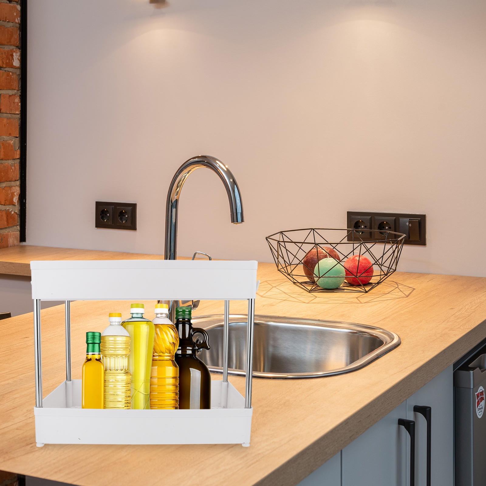 HOOWIFFY 1Set Floor Standing Storage Rack White Stainless Steel Kitchen ...