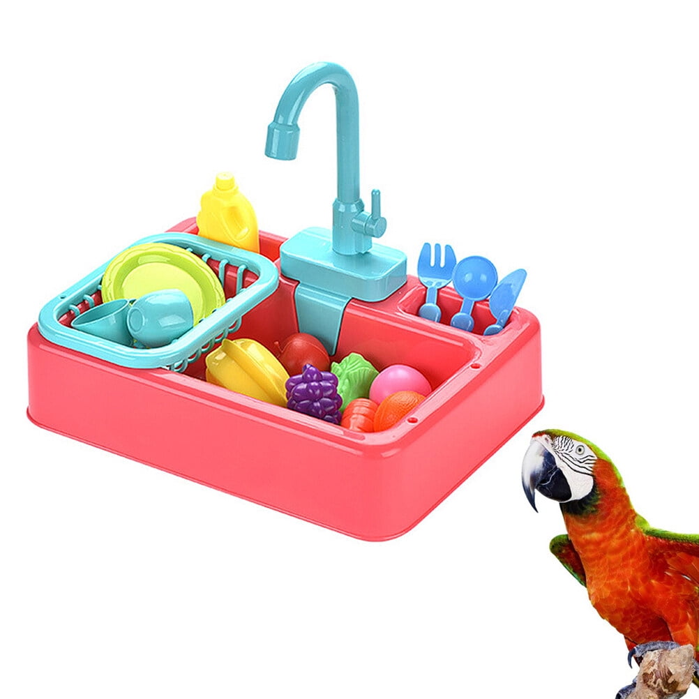 HOOWIFFY Bird Bath For Parrots 1Set Automatic Faucet Water Flowing Bowl ...