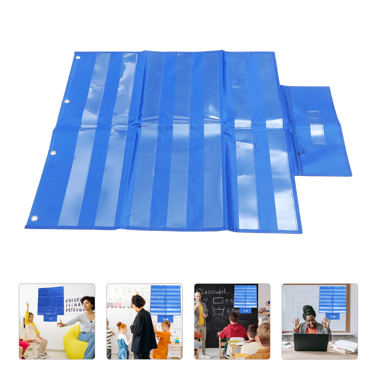 HOOWIFFY Hanging Pocket Chart Polyester PVC Classroom Organizer for ...