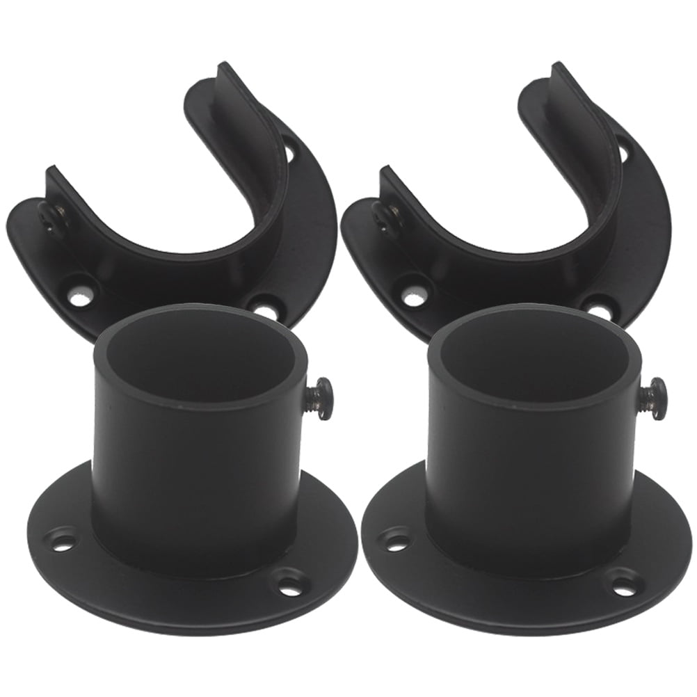 HOOWIFFY Shower Rod Brackets Closet Rod Flanges Stainless Steel 4Pcs ...