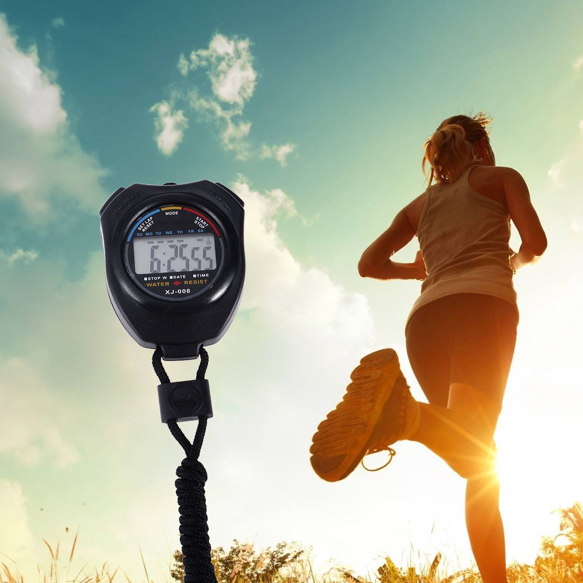 HOOWIFFY Digital Sports Stopwatch Timer Rectangular Design with Large ...