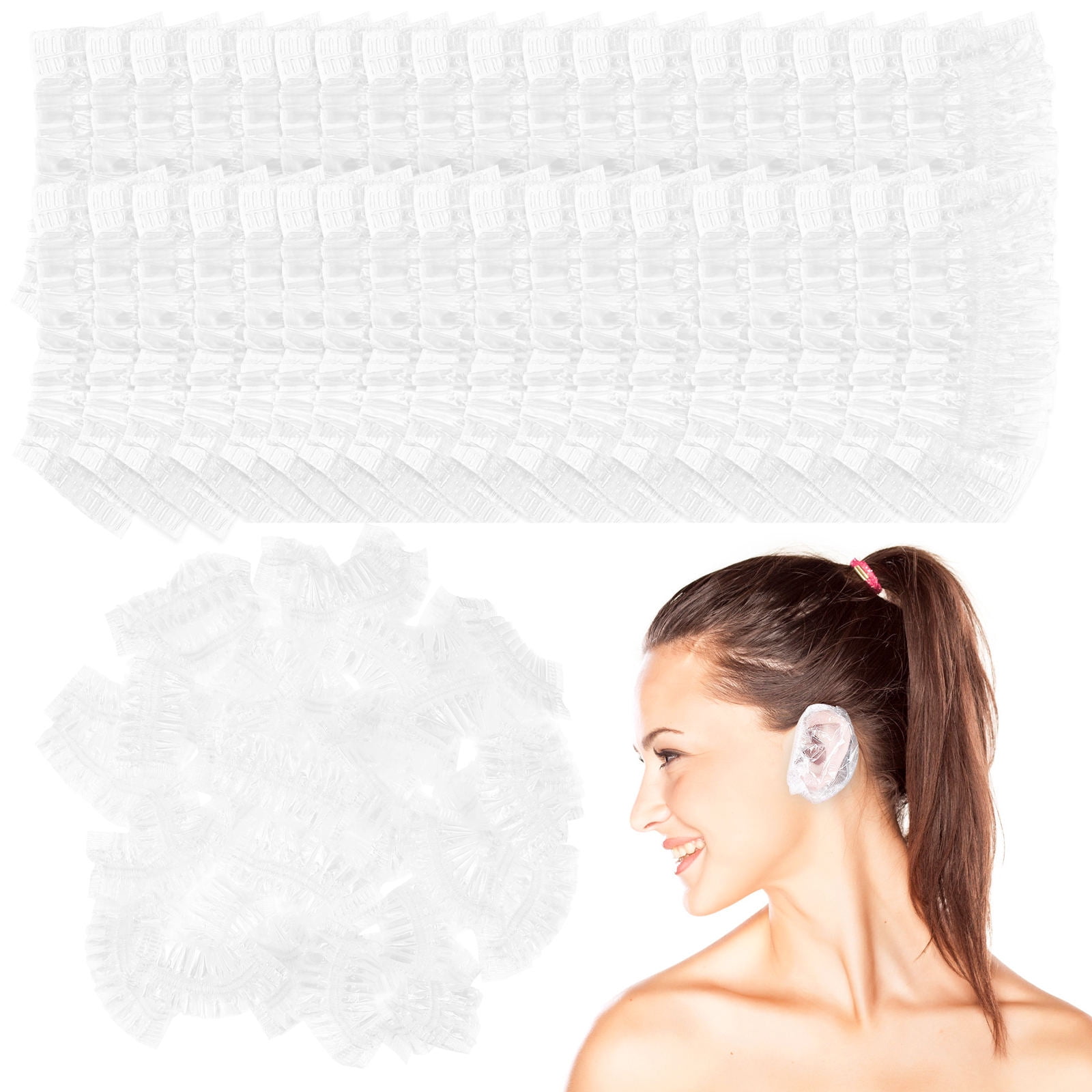 HOOWIFFY Ear Covers For Hair Dying 200 Pcs Waterproof Disposable Round ...