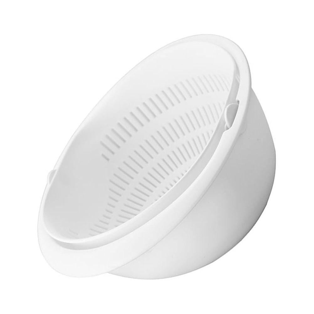 HOOWIFFY Double Layer Storage Rack White Plastic Drain Basket for Fruit ...